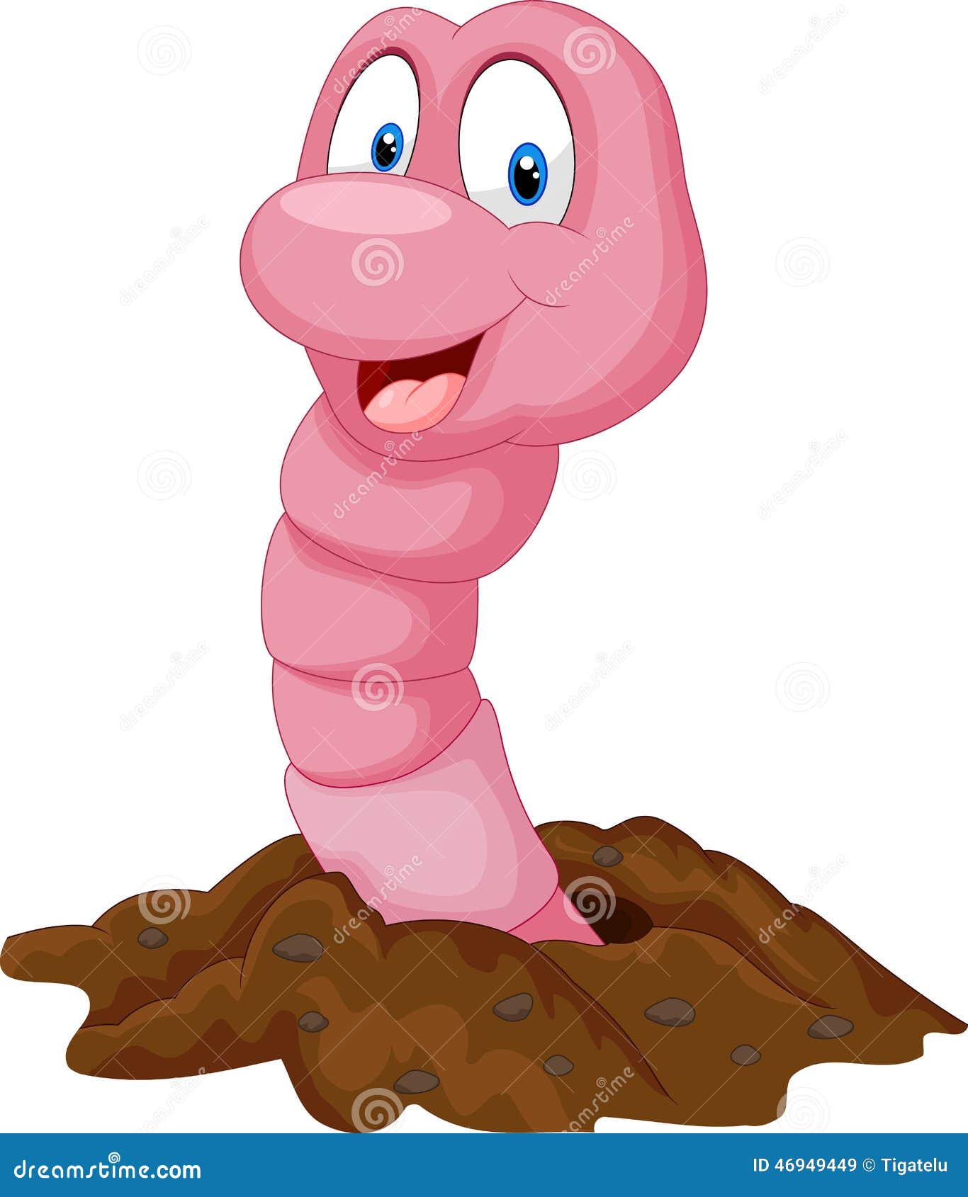 Funny cartoon earthworm stock vector. Illustration of crawl - 46949449