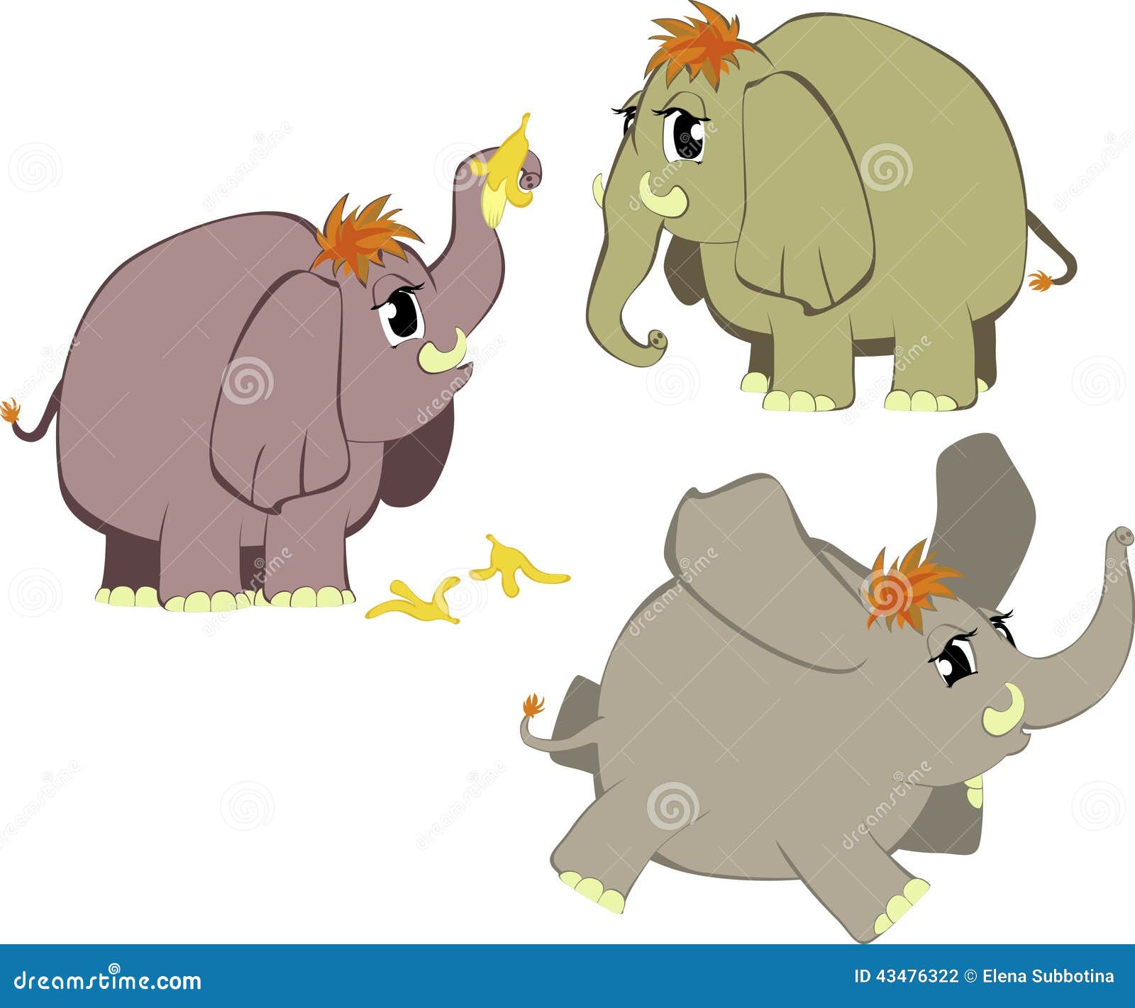 Funny cartoon elephants stock vector. Illustration of elephants - 43476322