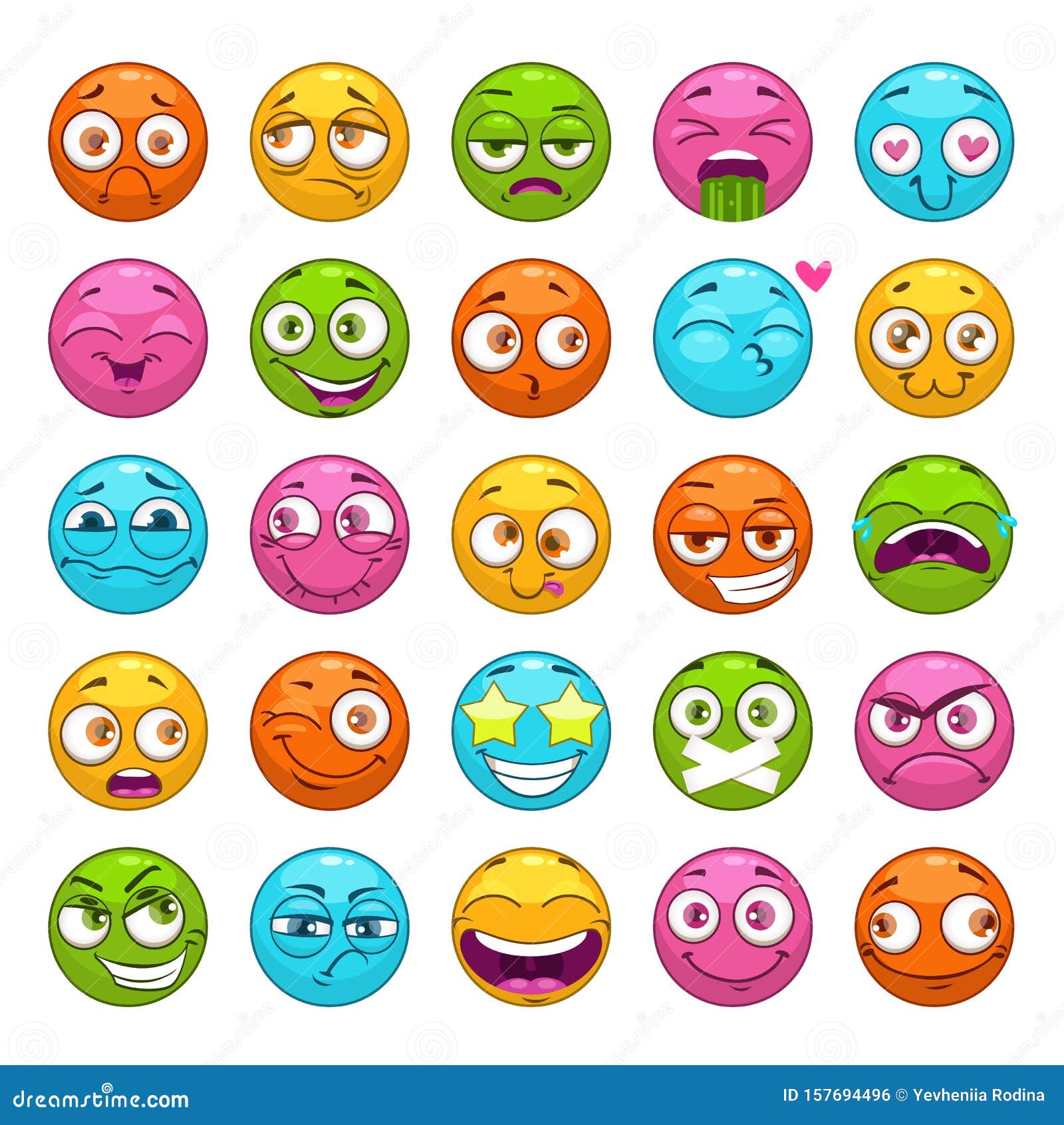 Cartoon Emoji Emoticon Face With Headset Vector Illustration ...