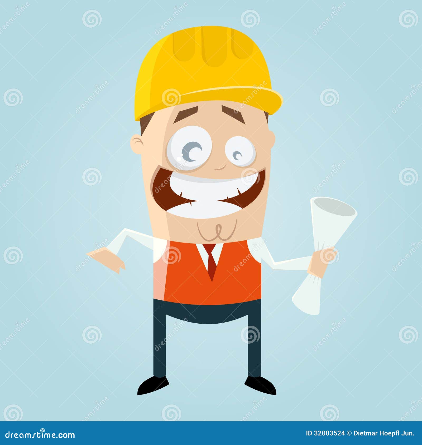 Funny cartoon engineer stock illustration. Illustration of yellow ...