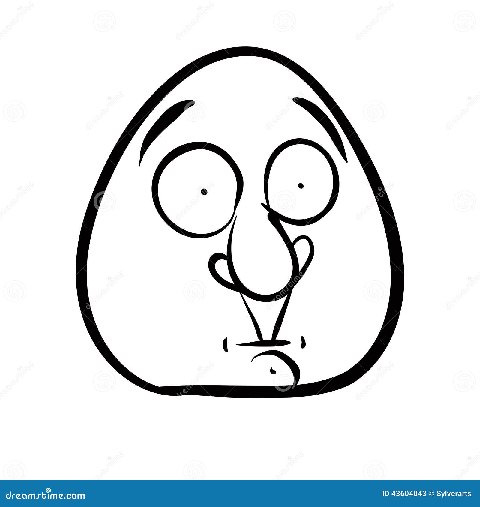 Funny Cartoon Face, Black and White Lines Vector Illustration. Stock ...