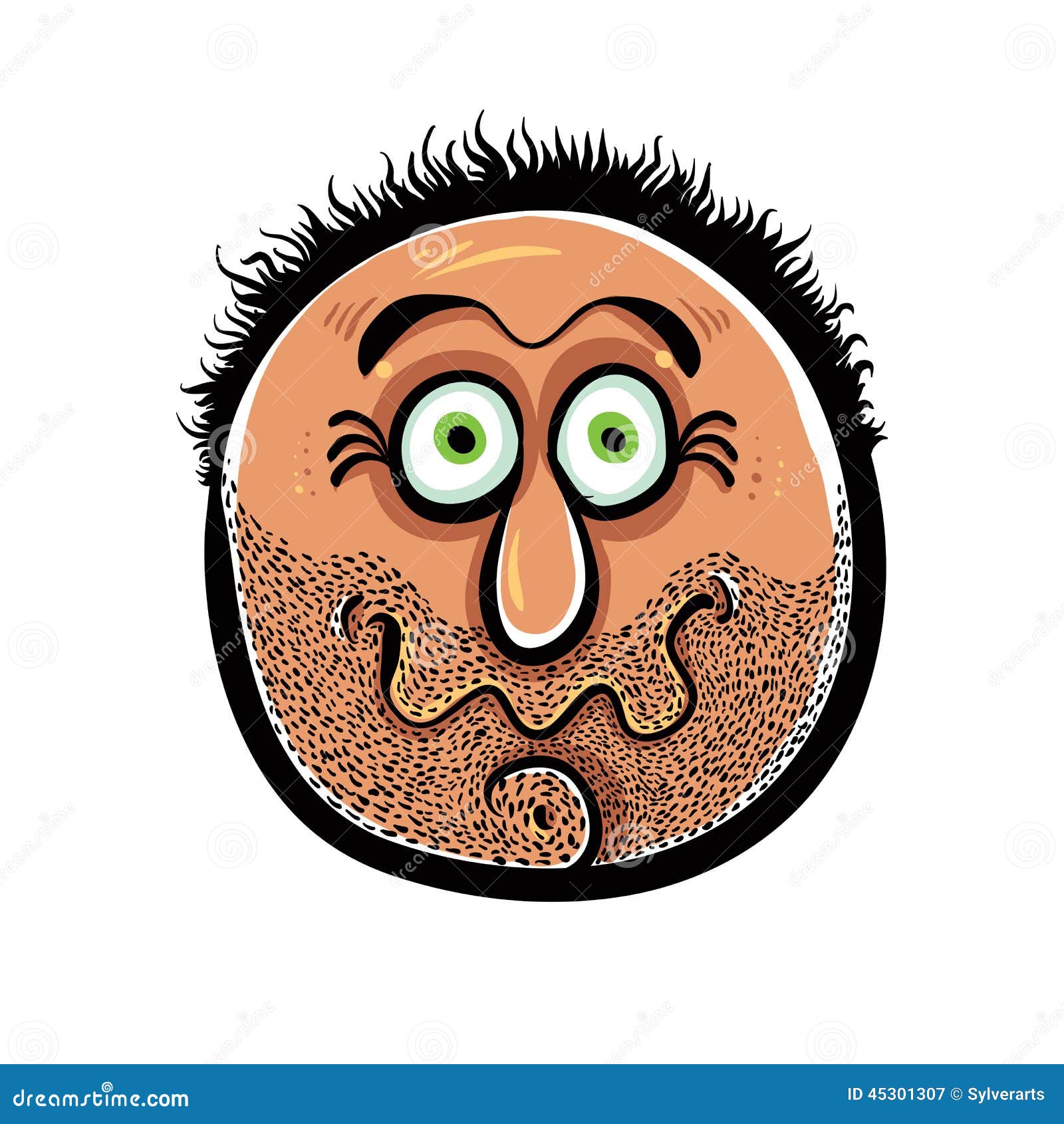 Funny Cartoon Face with Stubble, Vector Illustration. Stock Vector ...