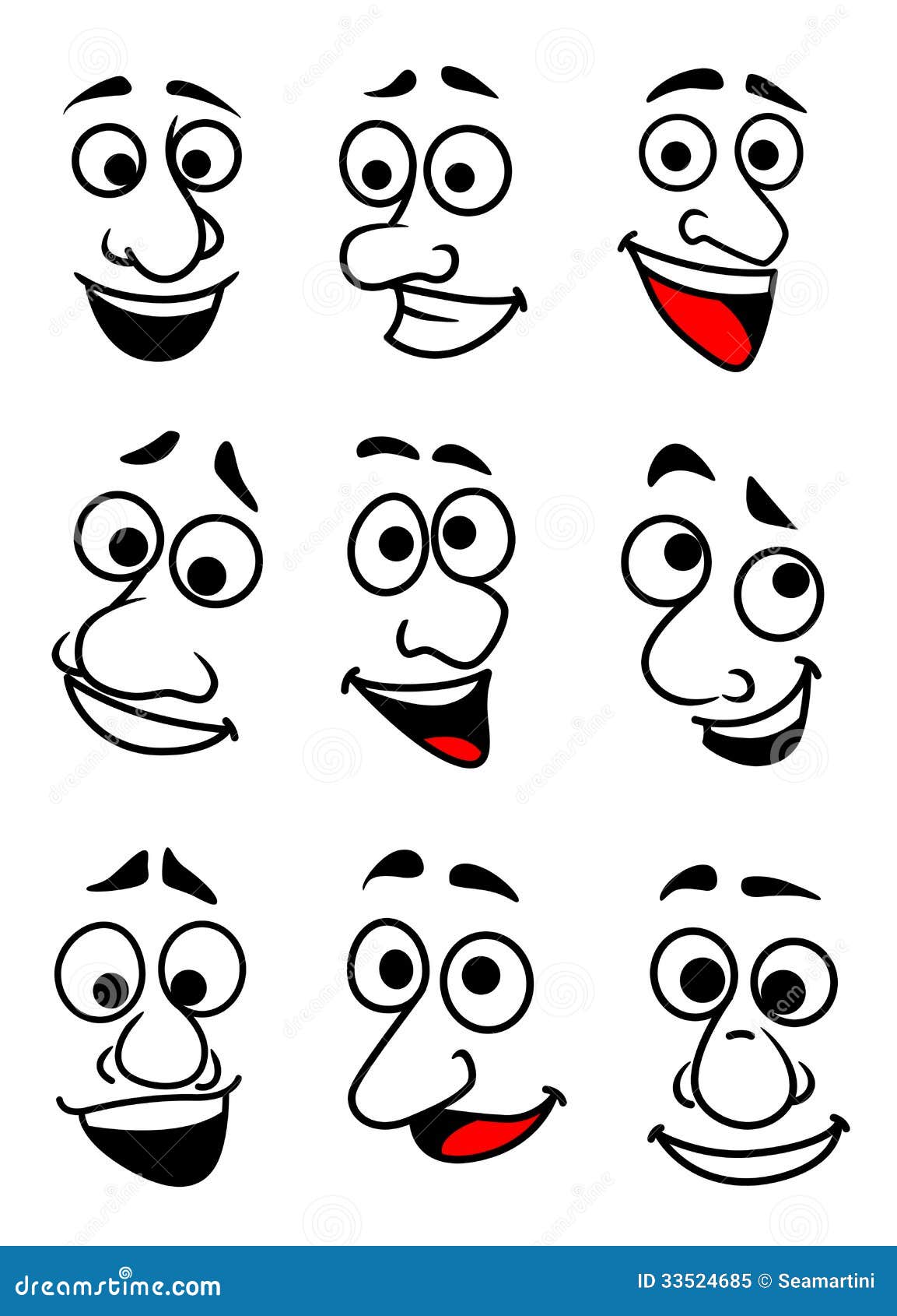 Funny Cartoon Faces Set Royalty Free Stock Photo - Image: 33524685