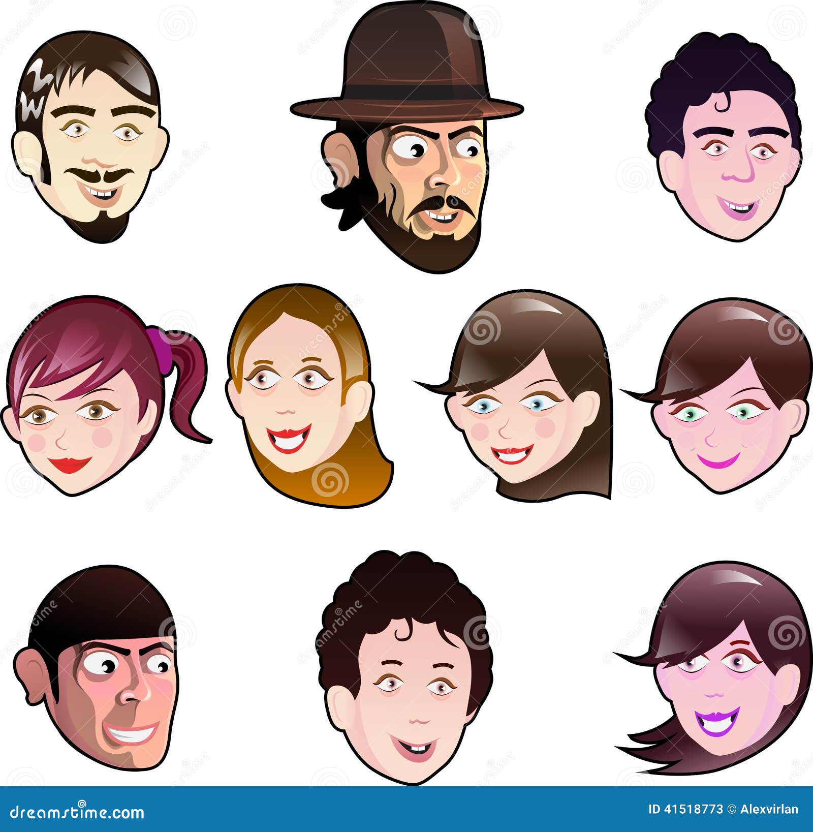 Funny Cartoon Faces stock vector. Illustration of drawing - 41518773