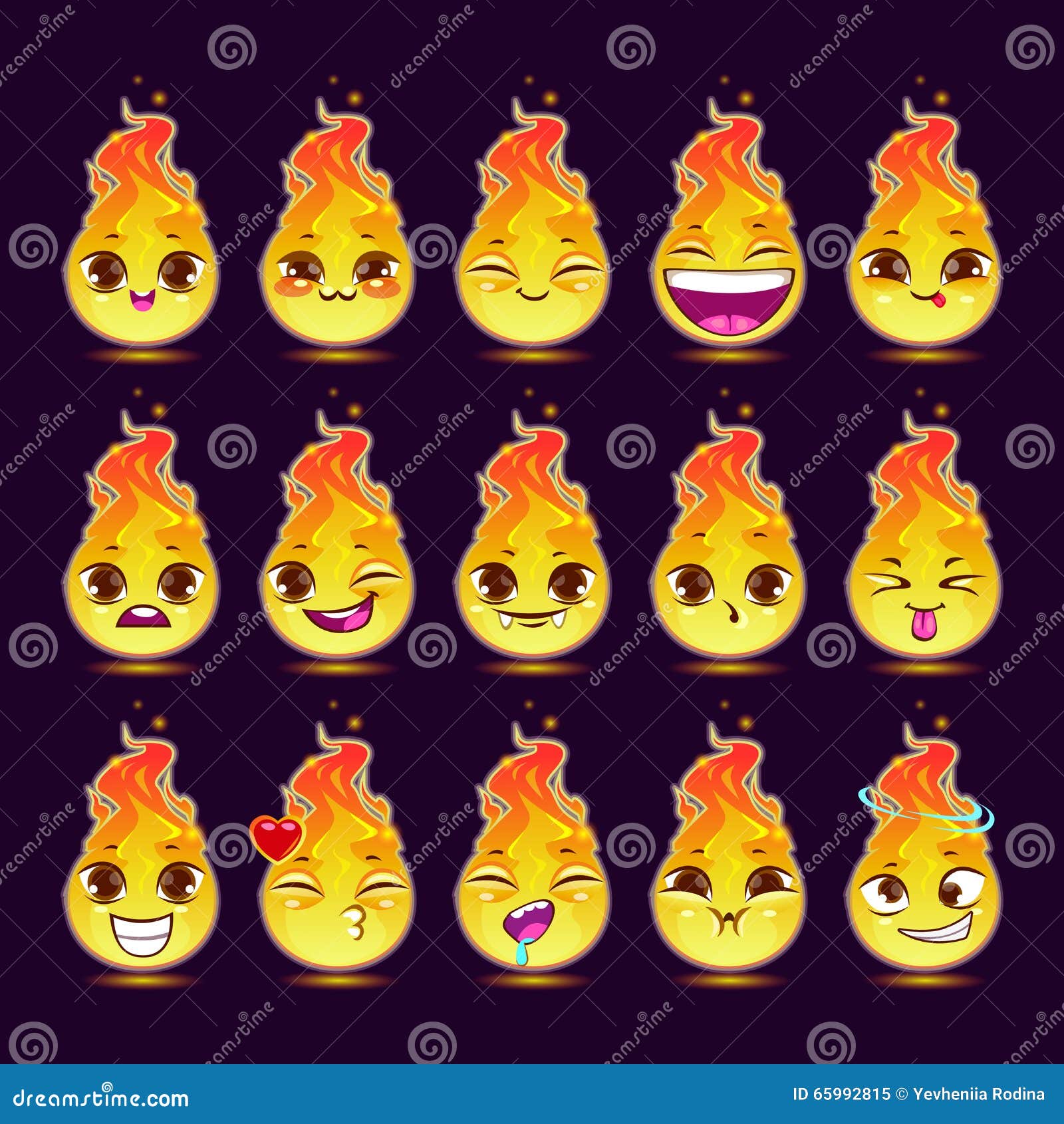 Funny Cartoon Fire Character Stock Vector - Illustration of movement ...