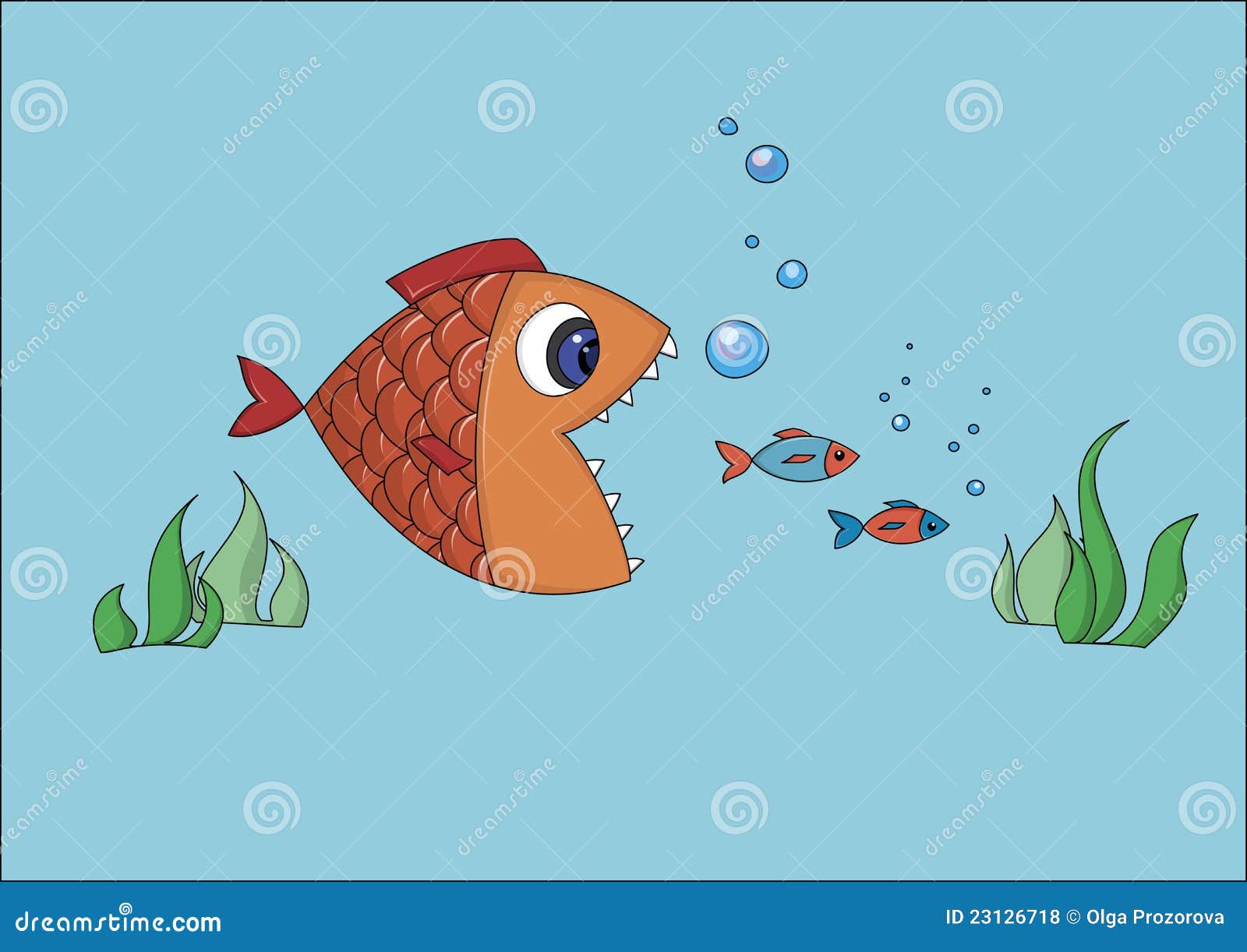 Funny cartoon fish stock vector. Illustration of nature - 23126718