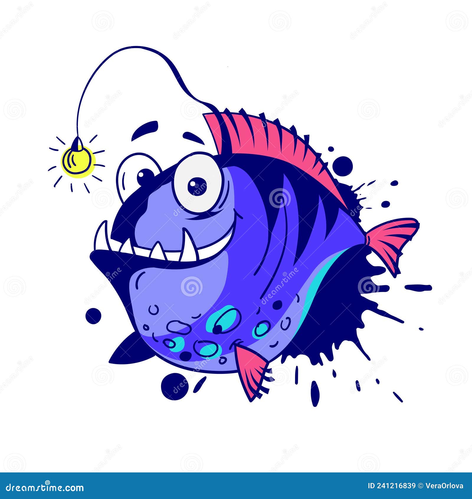 Funny Cartoon Fish, Vector Illustration Stock Vector - Illustration of ...