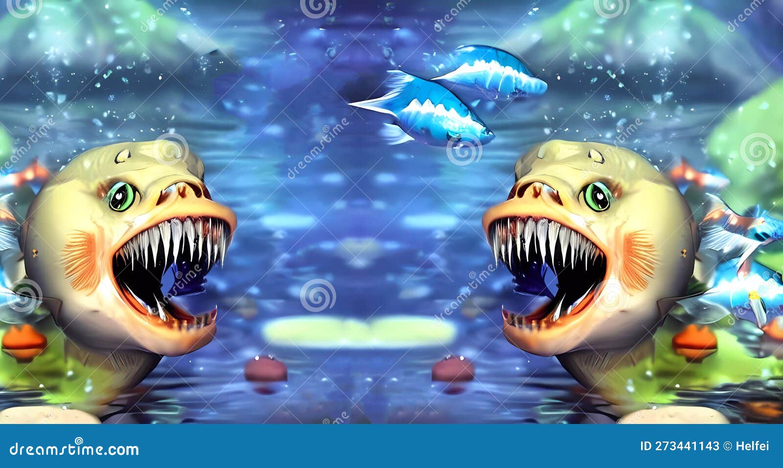 Funny Cartoon Fish in the Water. 3d Render Illustration., Generative AI ...