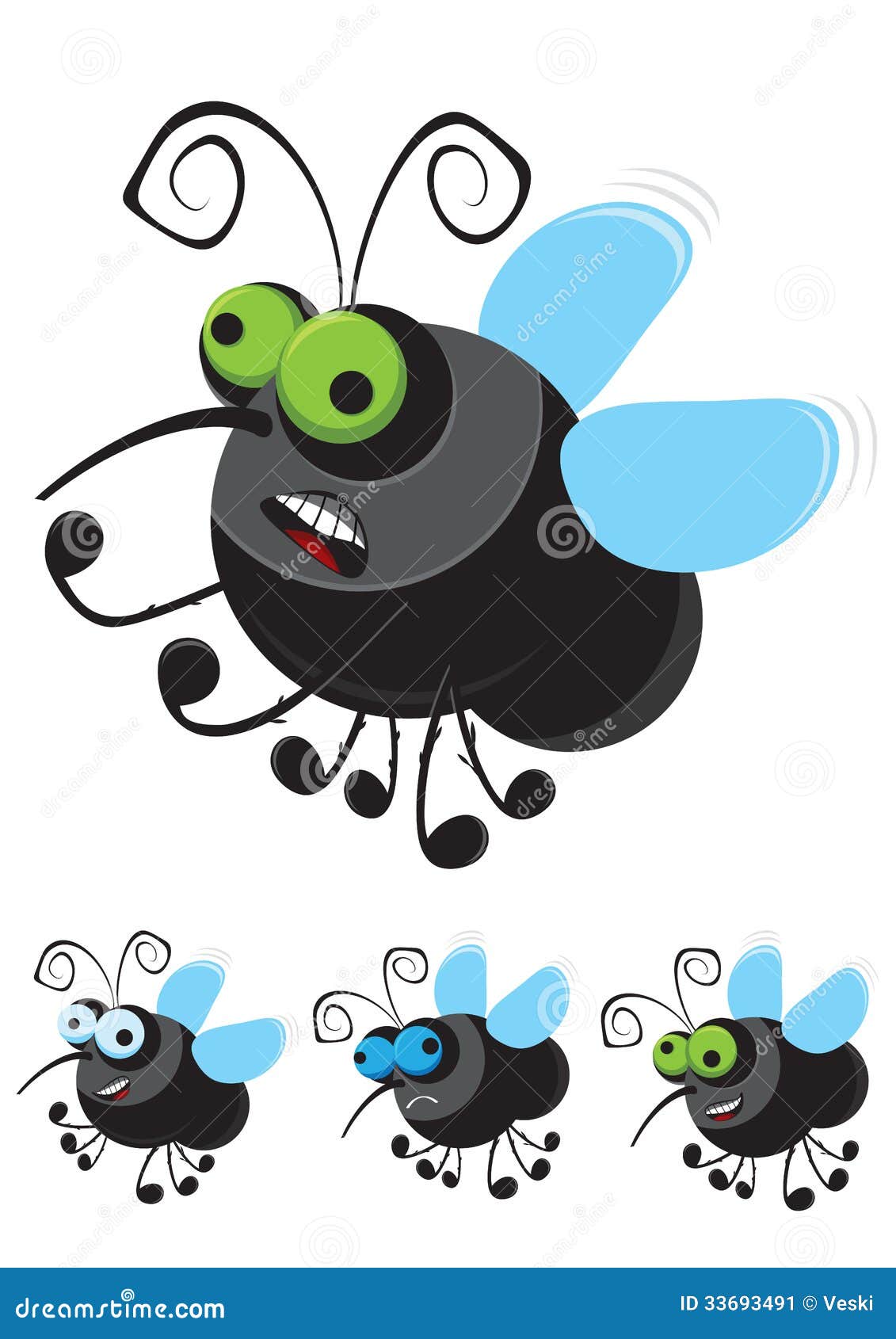 Funny cartoon fly stock vector. Illustration of emotions - 33693491
