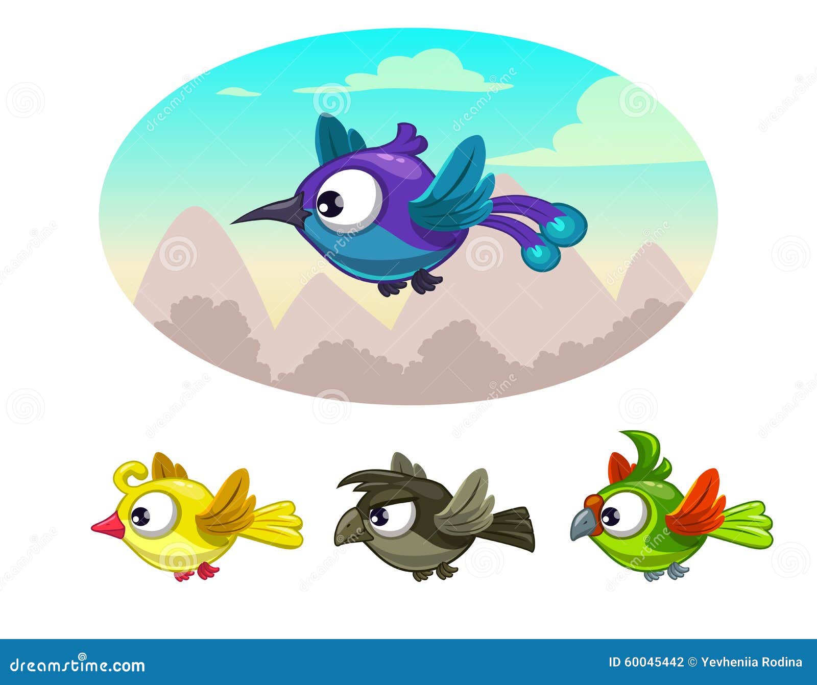 Animation Canary Yellow Flying Cute Cartoon Vector Illustration ...