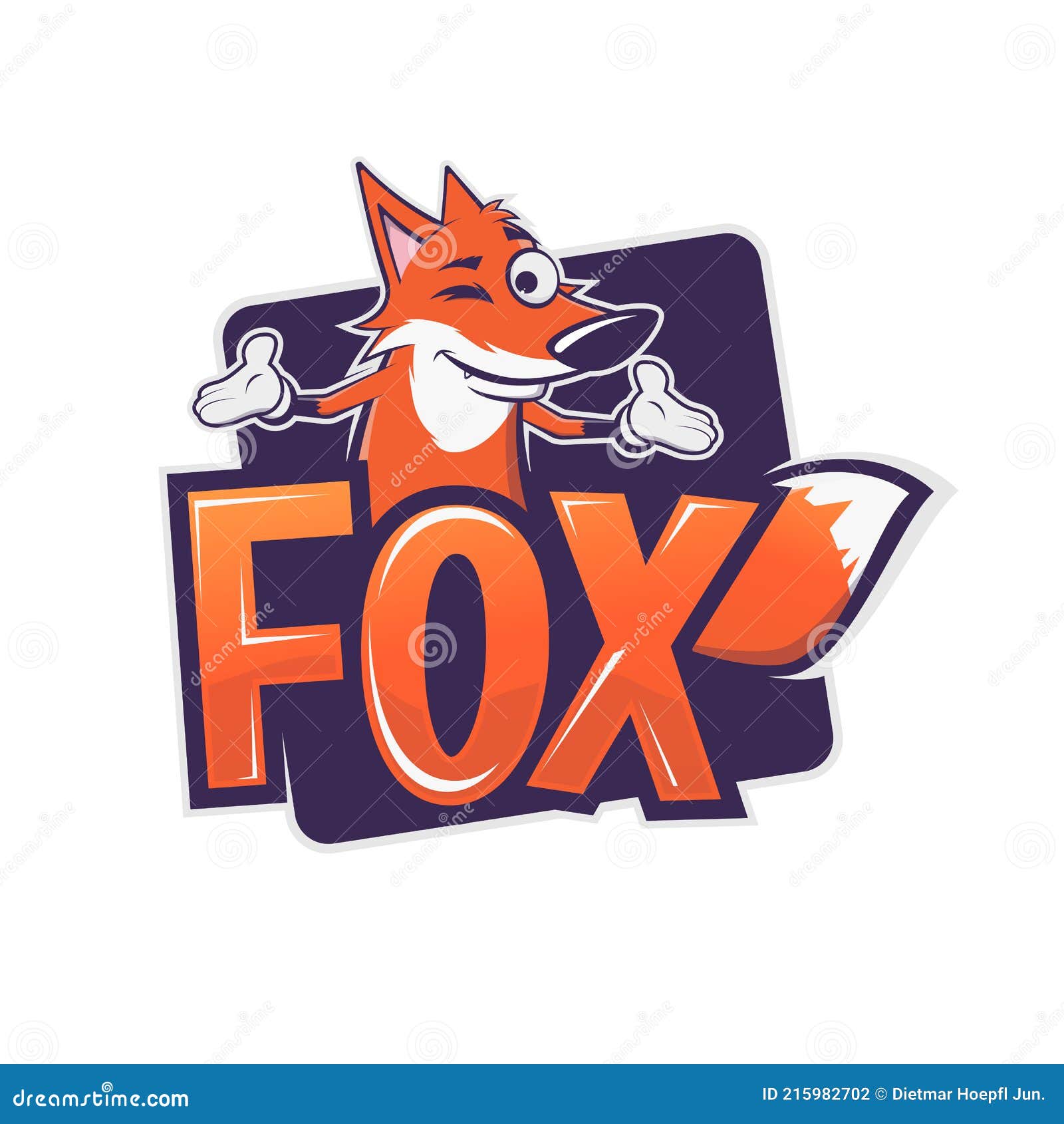 Funny Cartoon Fox Logo Vector Illustration Stock Vector - Illustration ...
