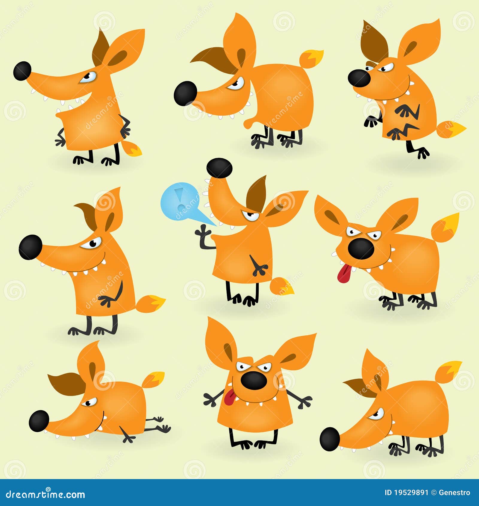 Funny cartoon fox set stock vector. Illustration of nature - 19529891