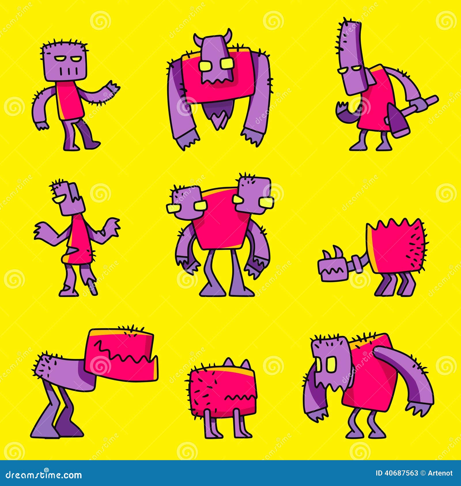 Funny Cartoon Game Monsters Stock Vector - Illustration of holiday ...