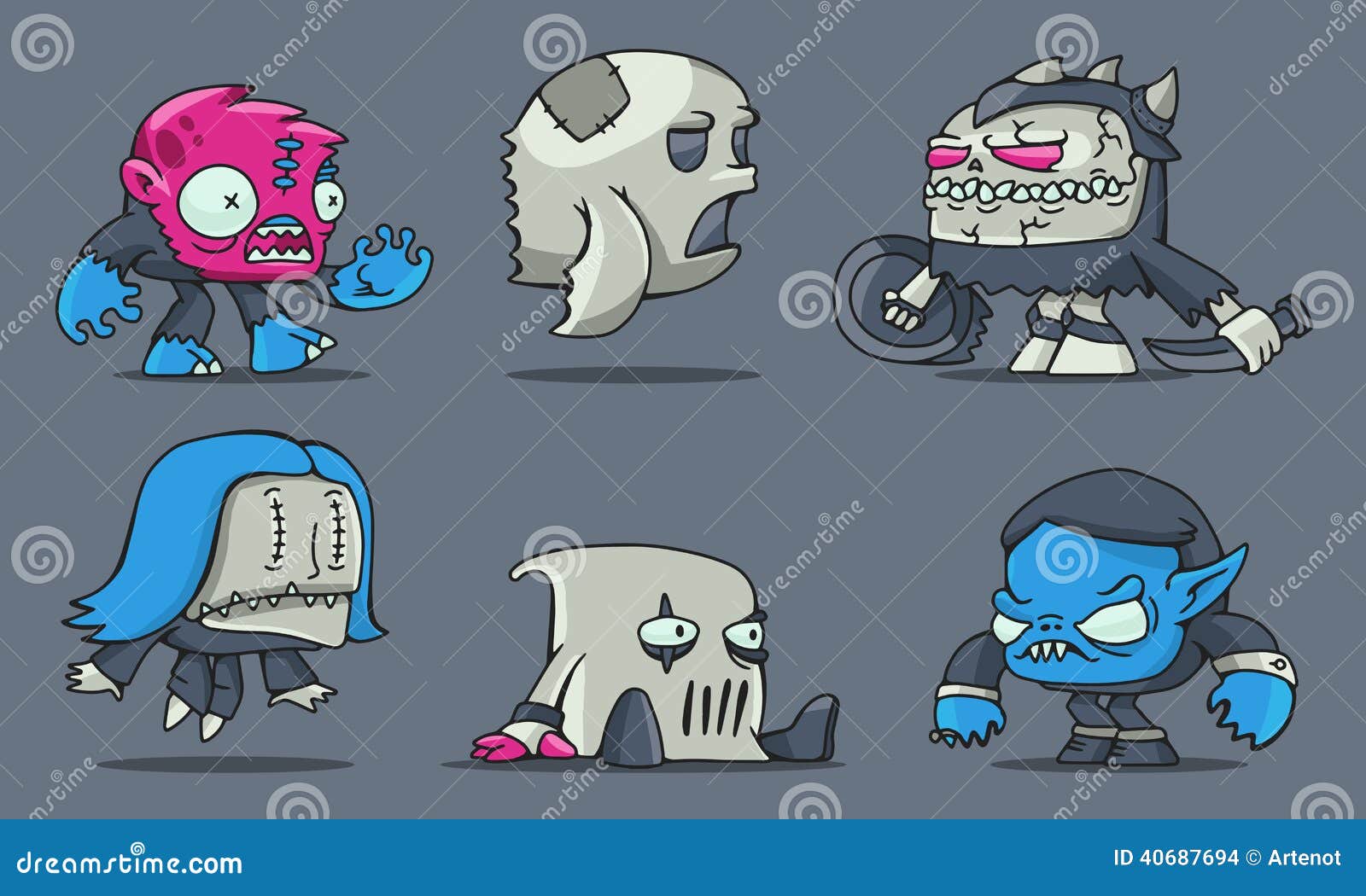 Funny Cartoon Game Monsters Stock Vector - Illustration of holiday ...