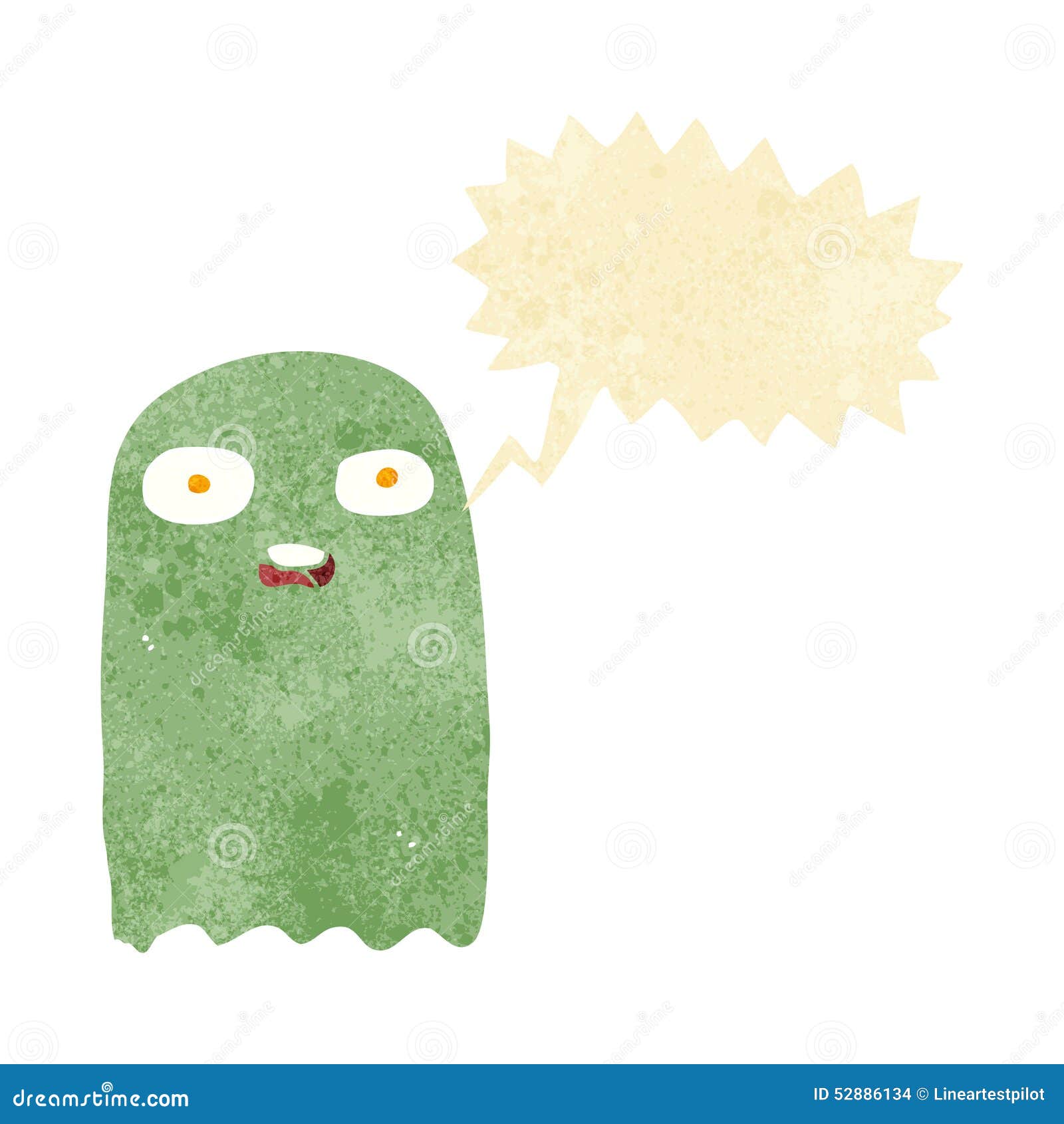 Funny Cartoon Ghost with Speech Bubble Stock Illustration ...