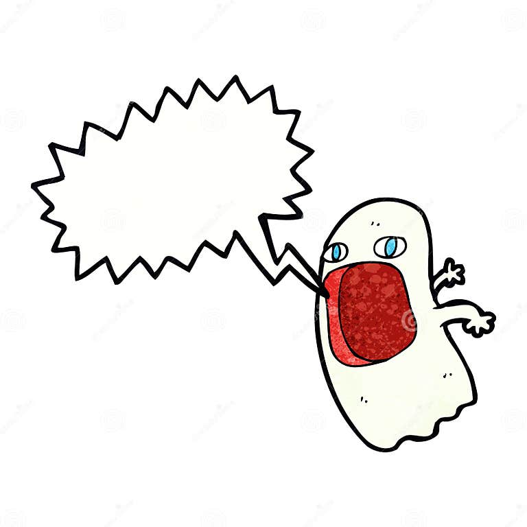 Funny Cartoon Ghost with Speech Bubble Stock Illustration ...