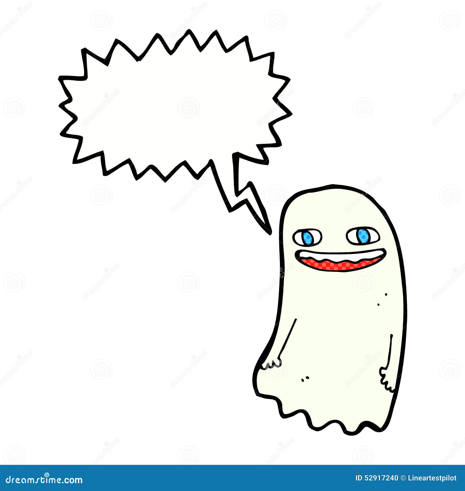 Funny Cartoon Ghost with Speech Bubble Stock Illustration ...