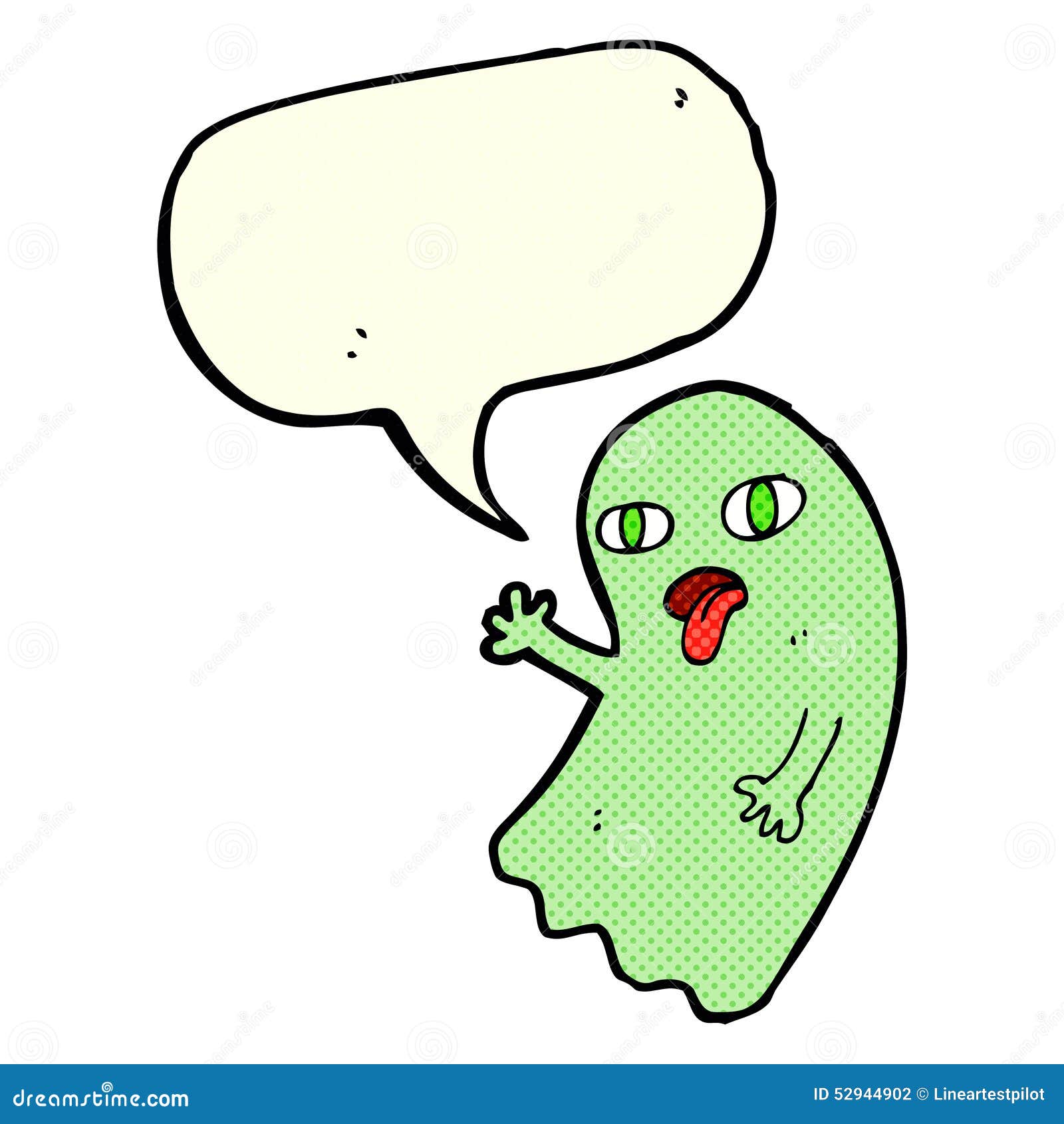 Funny Cartoon Ghost with Speech Bubble Stock Illustration - Illustration of drawing, funny: 52944902
