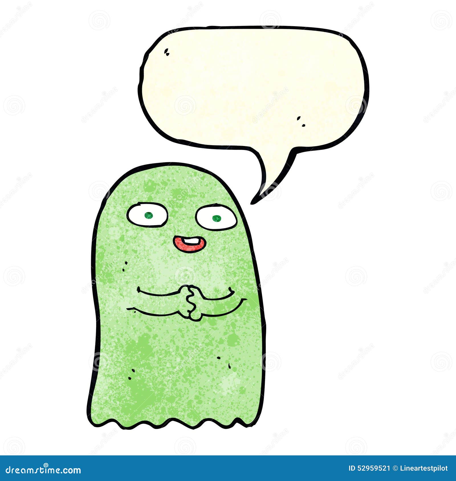 Funny Cartoon Ghost with Speech Bubble Stock Illustration ...