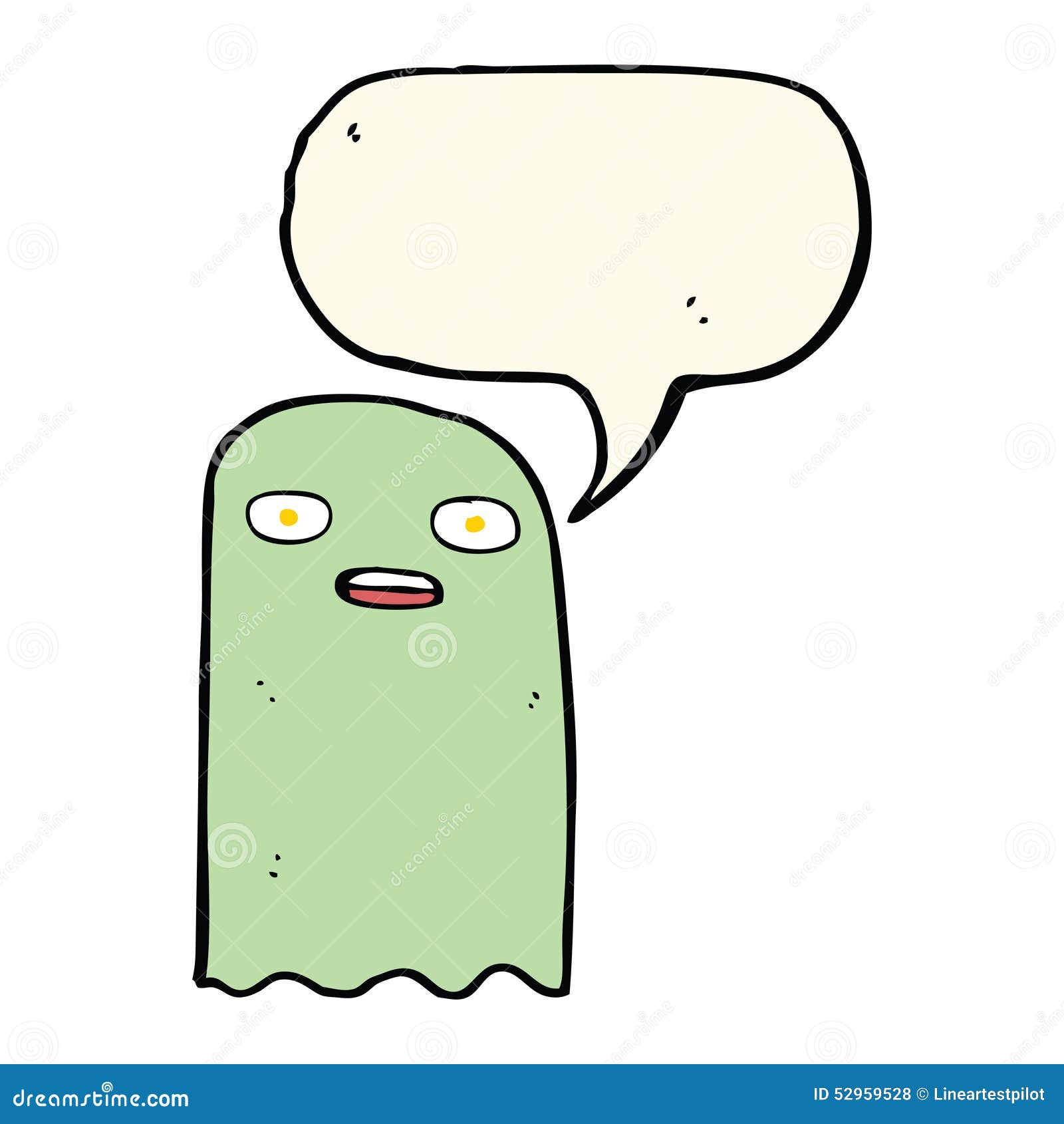 Funny Cartoon Ghost with Speech Bubble Stock Illustration ...