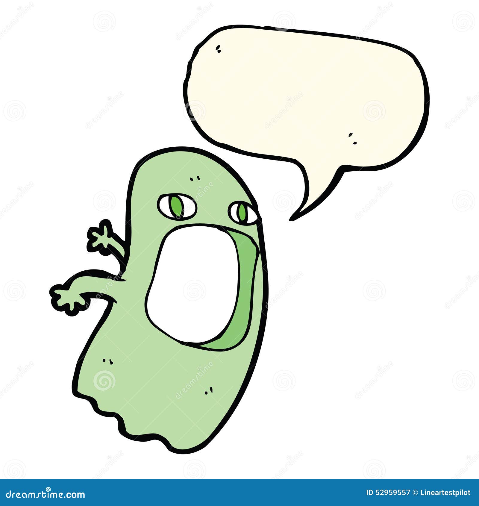 Funny Cartoon Ghost with Speech Bubble Stock Illustration ...