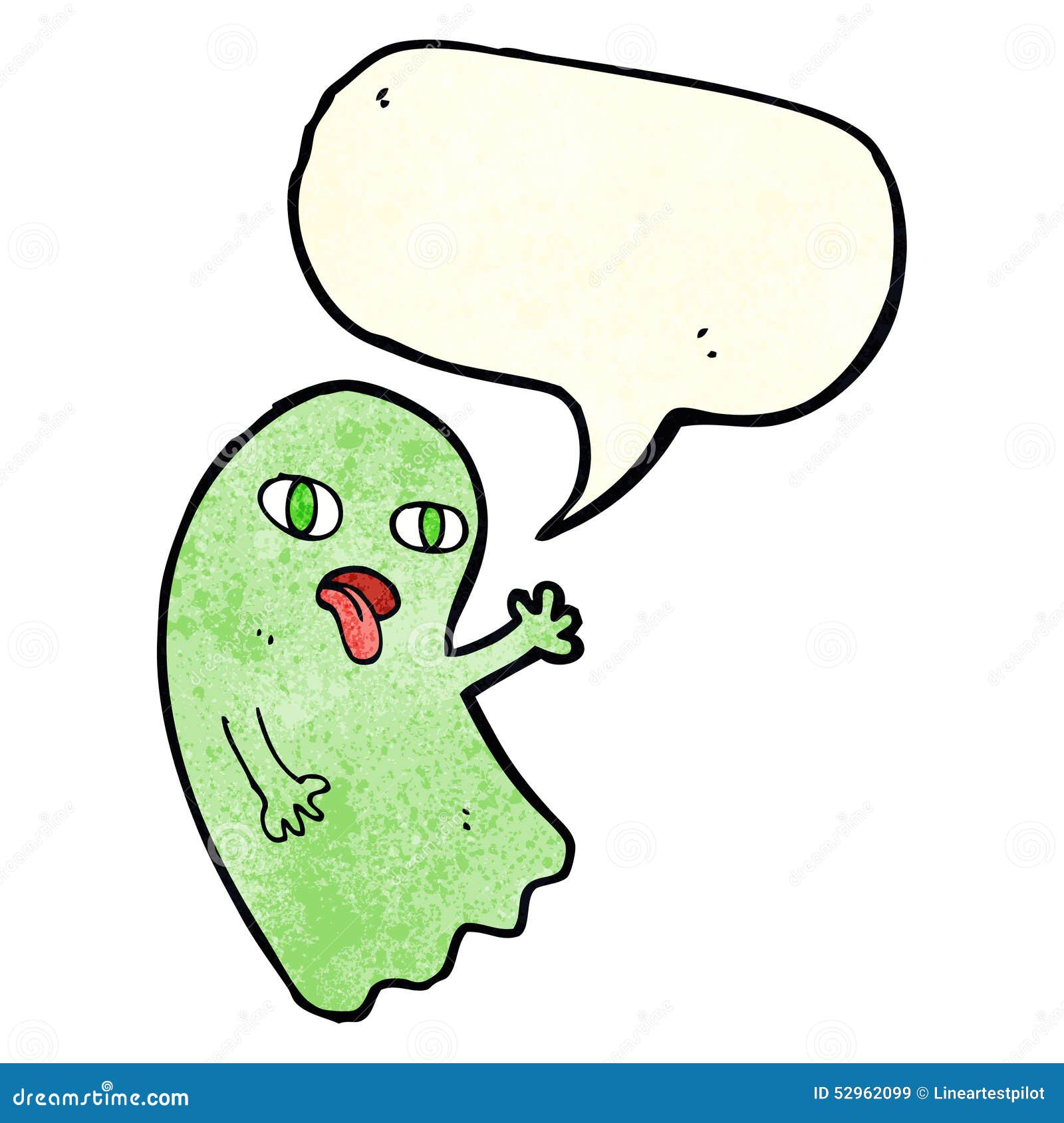 Funny Cartoon Ghost with Speech Bubble Stock Illustration ...