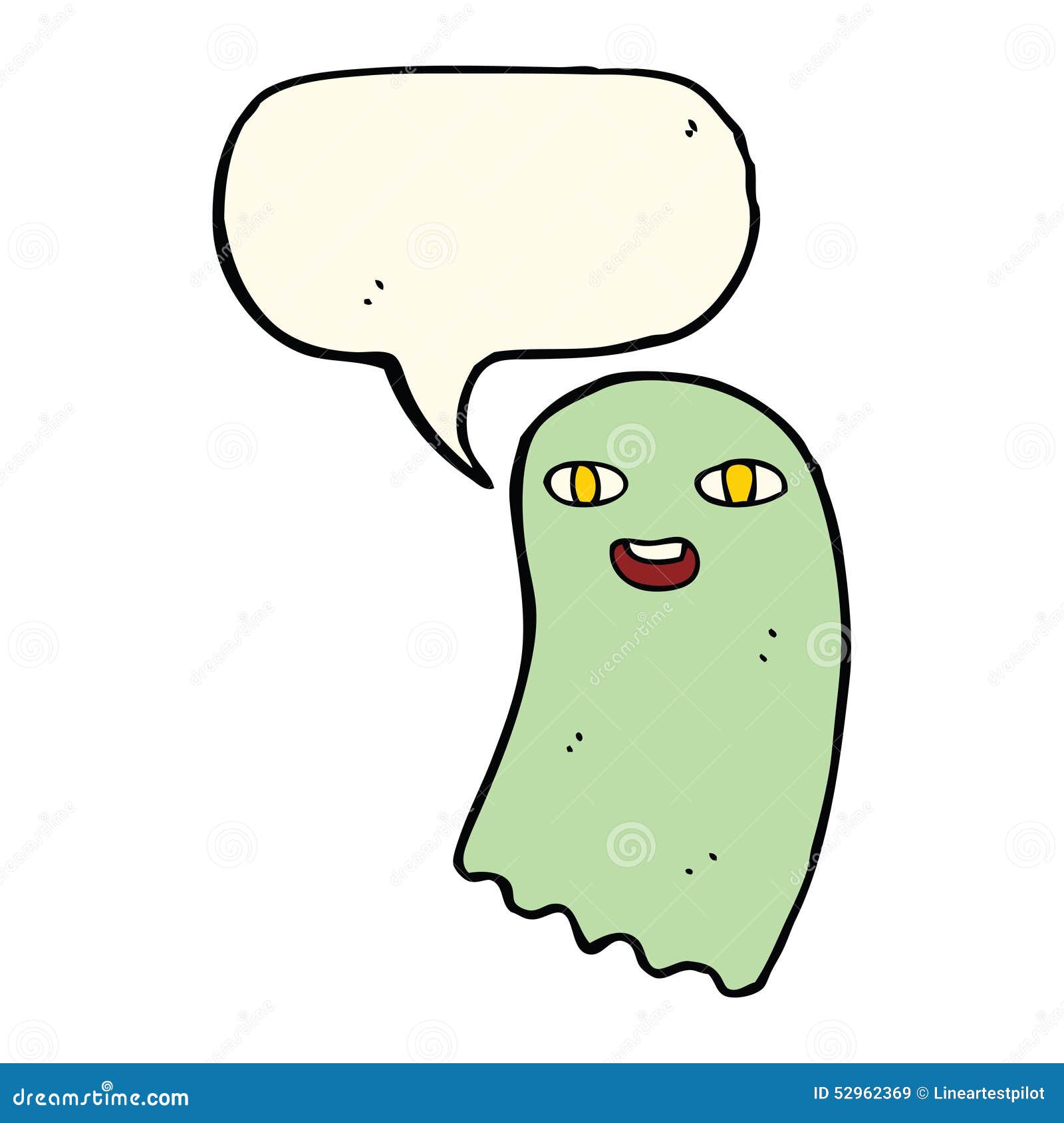 Funny Cartoon Ghost with Speech Bubble Stock Illustration ...