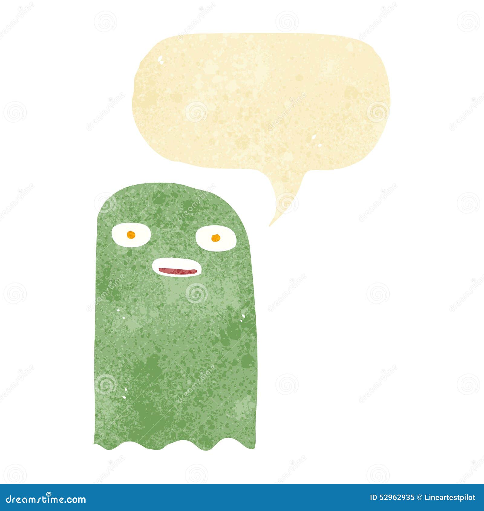 Funny Cartoon Ghost with Speech Bubble Stock Illustration ...