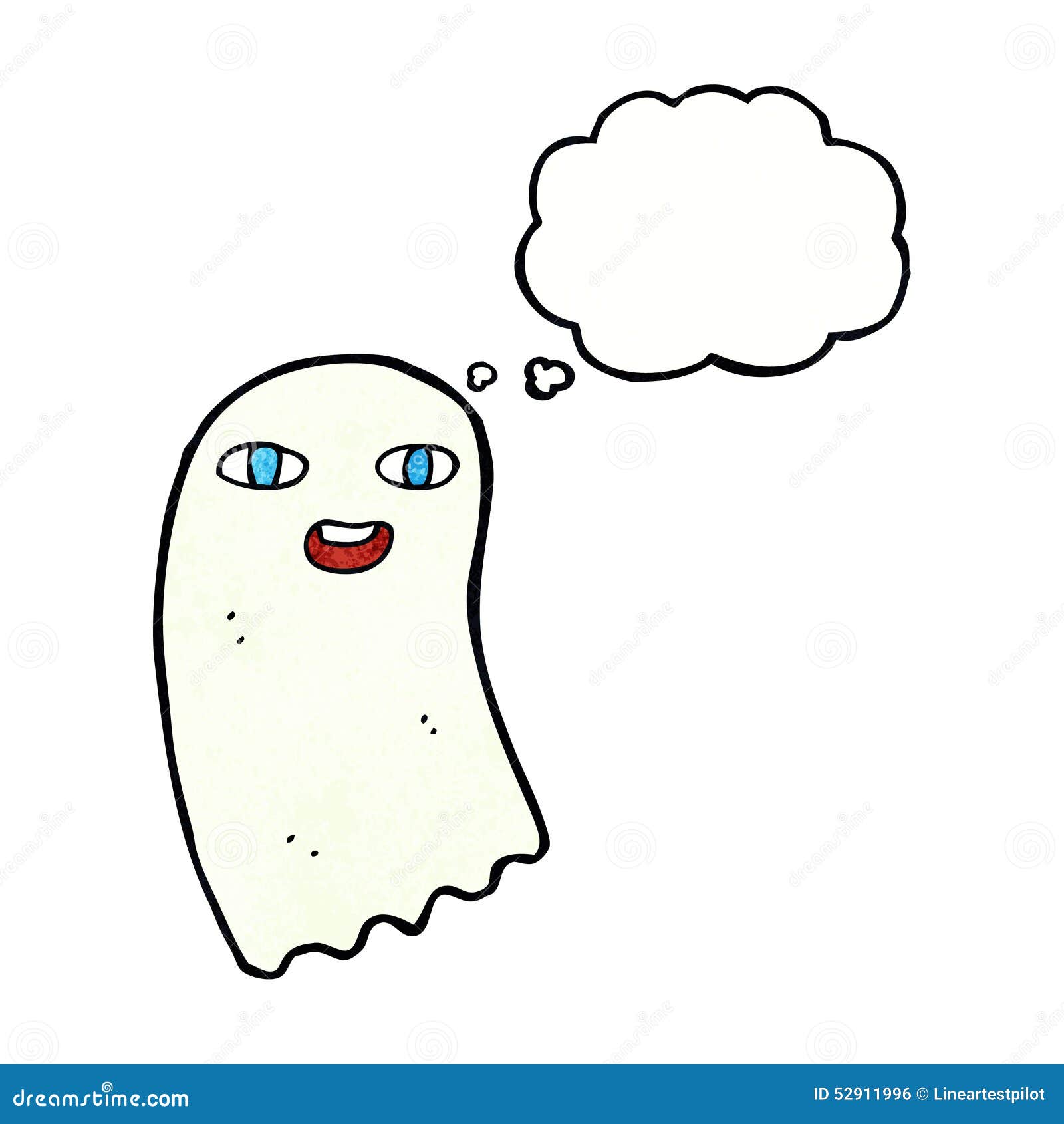 Funny Cartoon Ghost with Thought Bubble Stock Illustration ...
