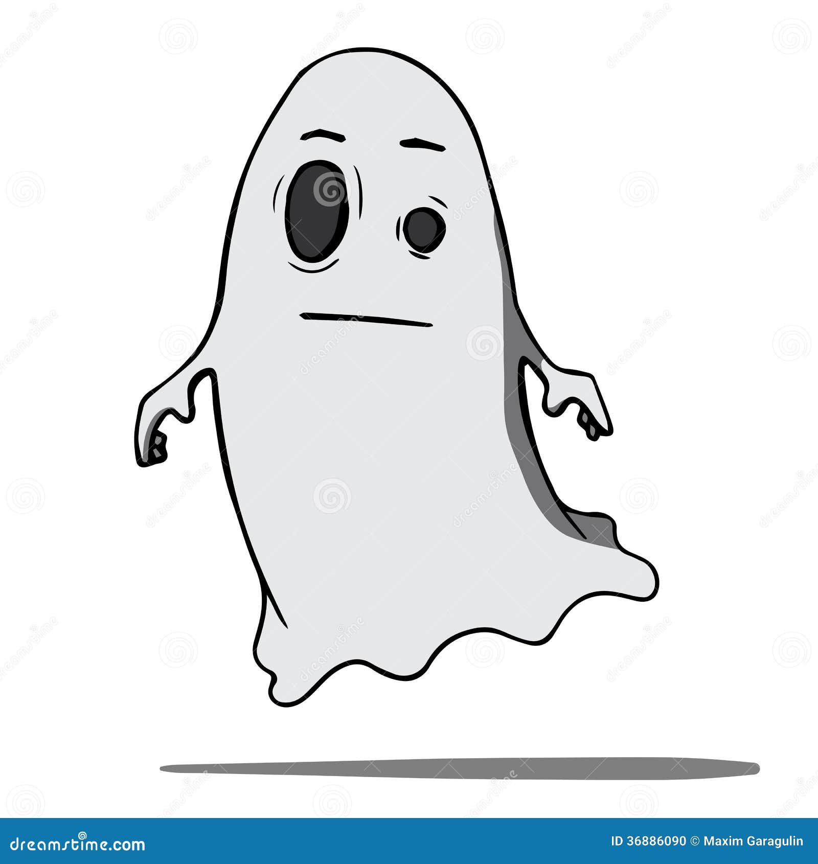 Funny Cartoon Ghost. Vector Illustration Stock Vector - Illustration of ...