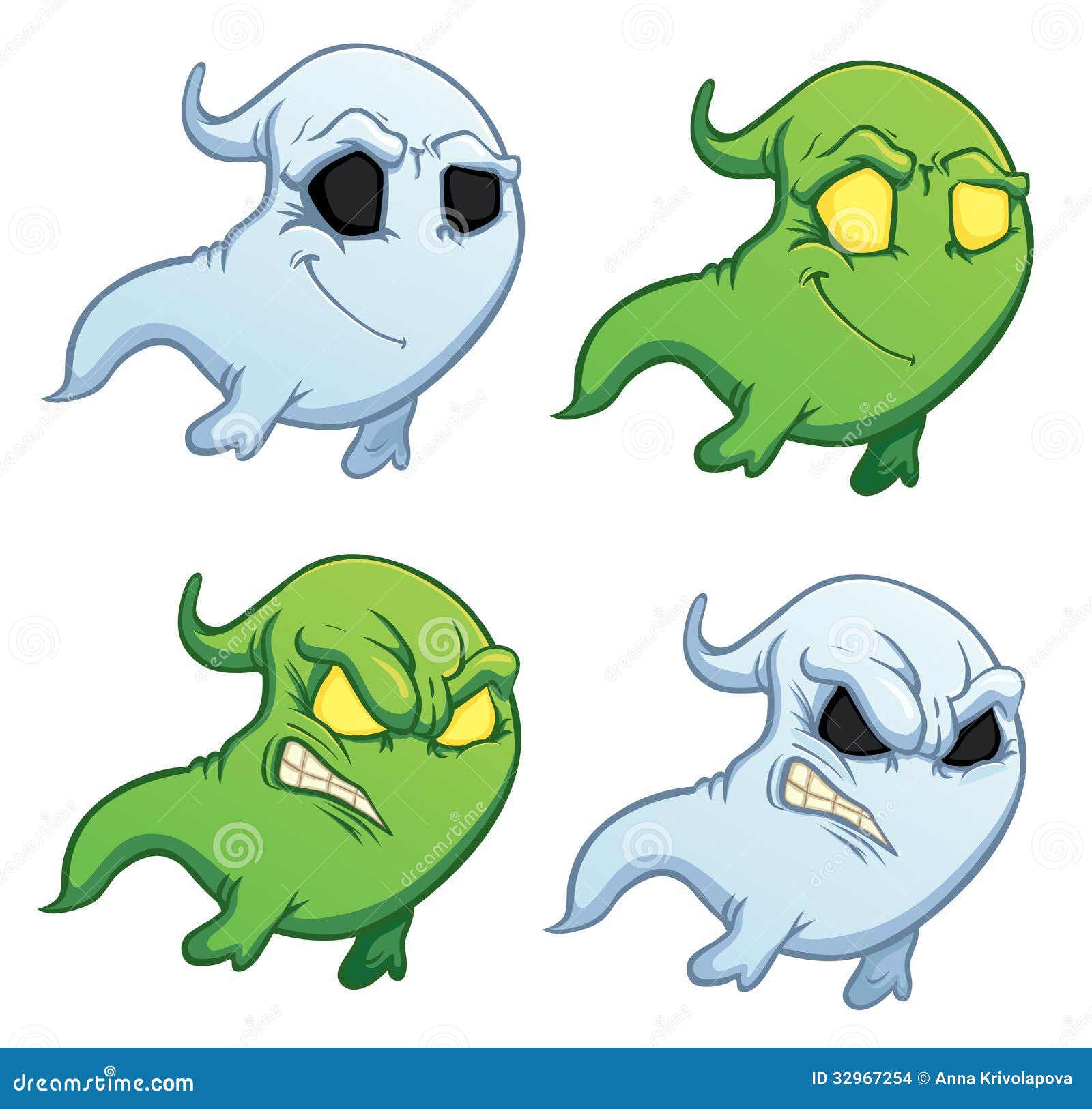 Funny Cartoon Ghost on the White Background Stock Vector - Illustration ...