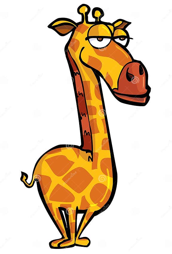 Funny cartoon of a giraffe stock vector. Illustration of isolated ...