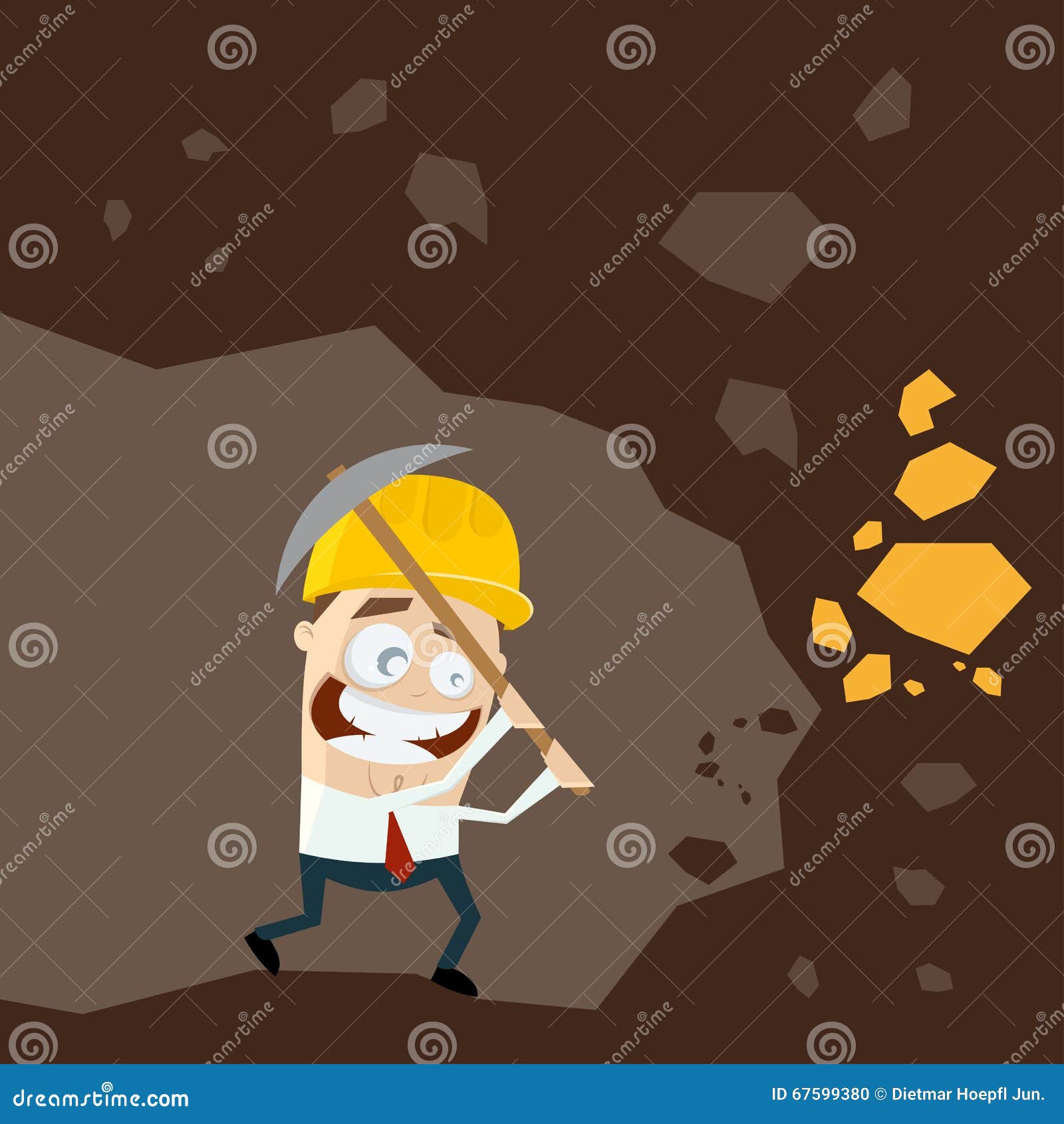 Funny cartoon gold digger stock vector. Illustration of helmet - 67599380