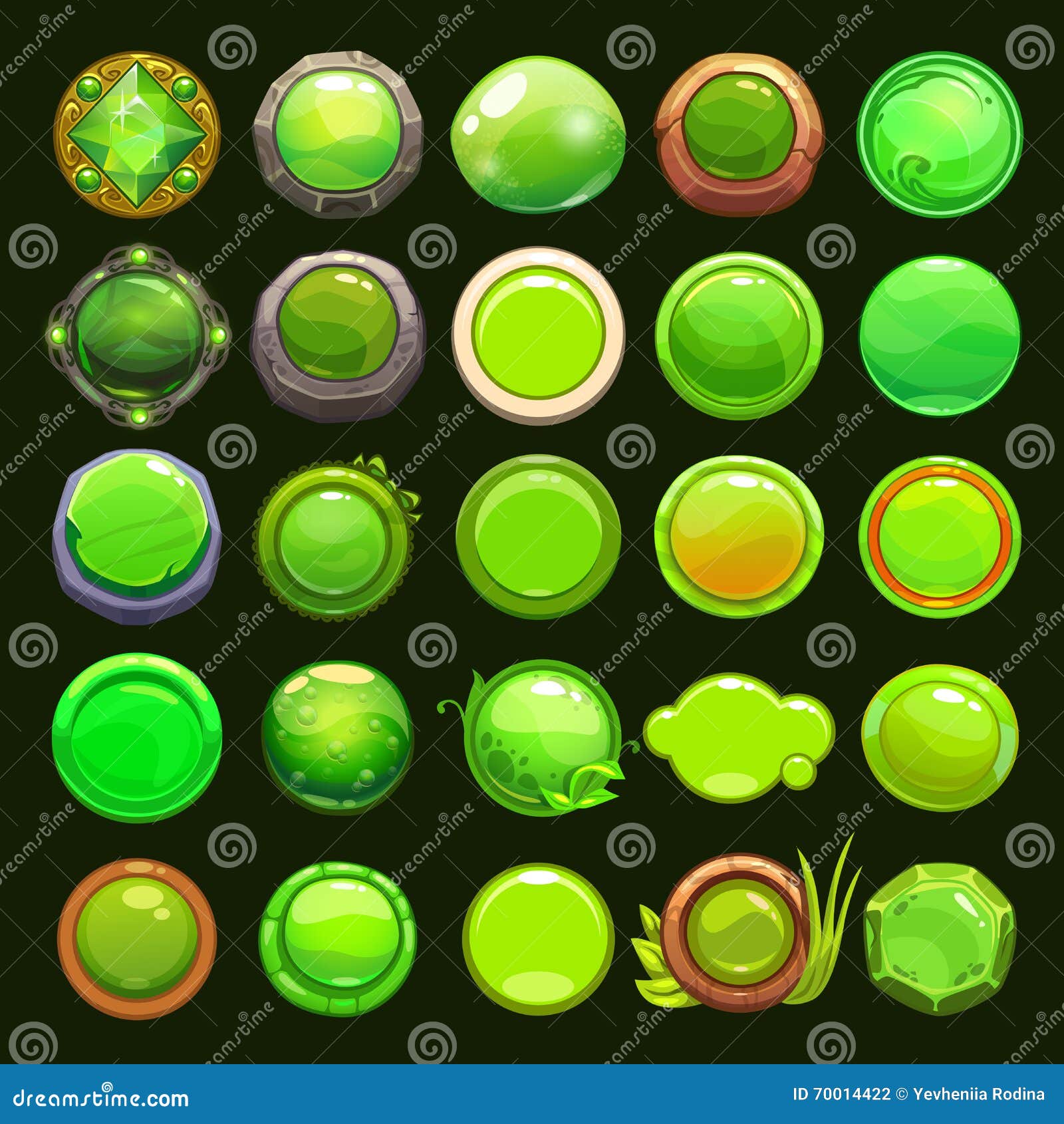 Funny Cartoon Green Round Buttons Stock Vector - Illustration of round ...