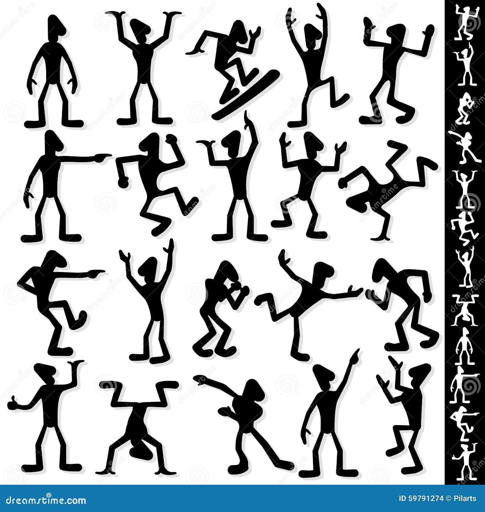 Funny Cartoon Guy Silhouette. Vector Set Stock Vector - Illustration of ...