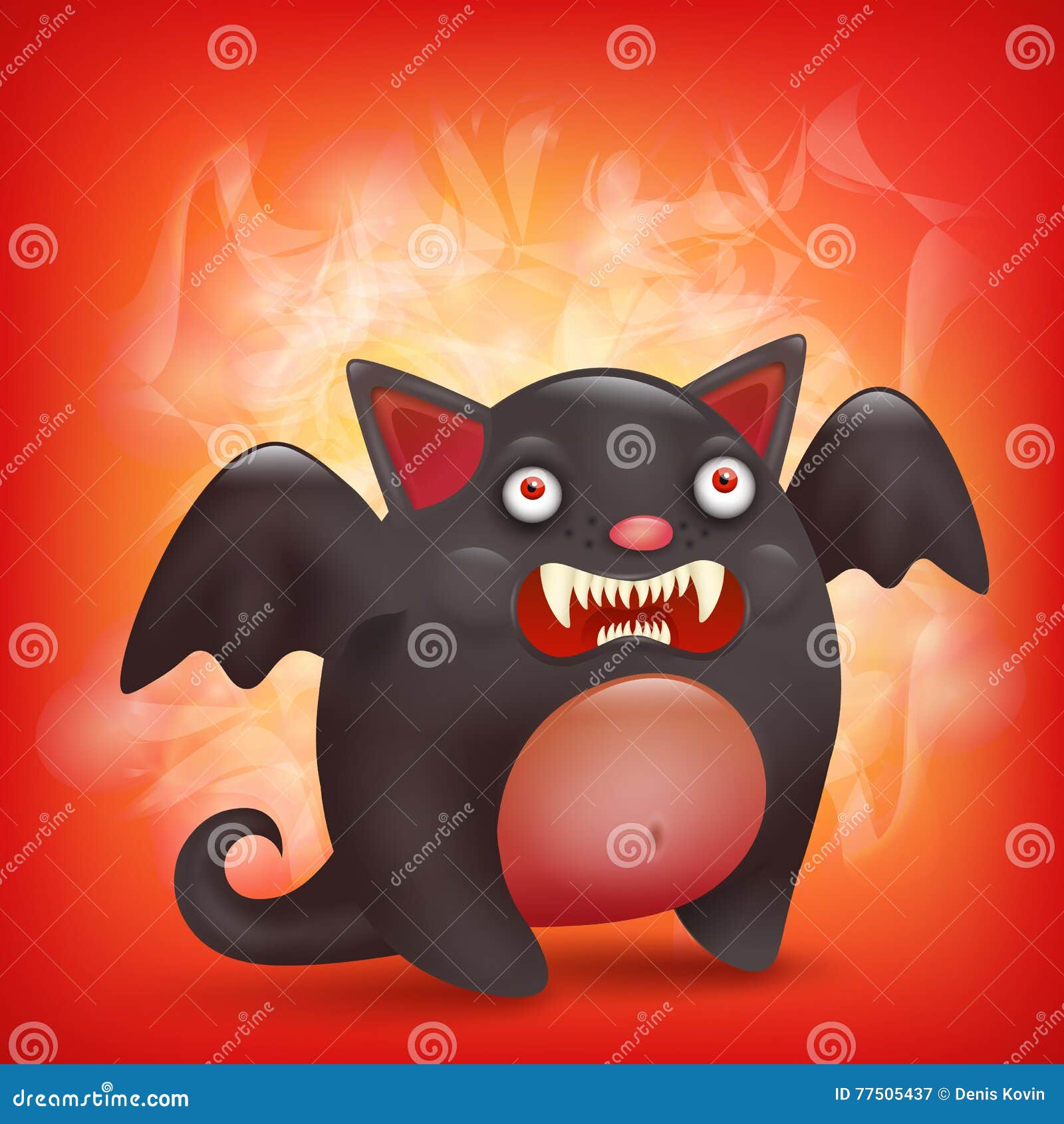 Funny Cartoon Halloween Angry Bat Character Stock Illustration ...