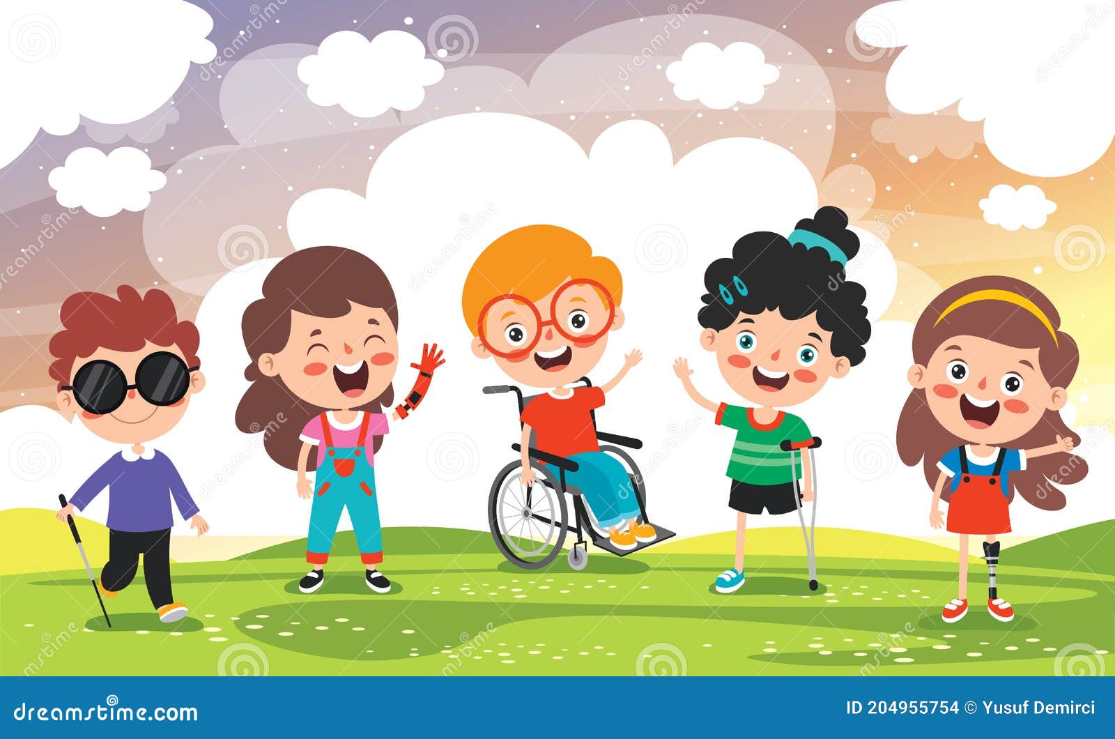 Funny Cartoon Handicapped Kid Posing Stock Vector - Illustration of ...