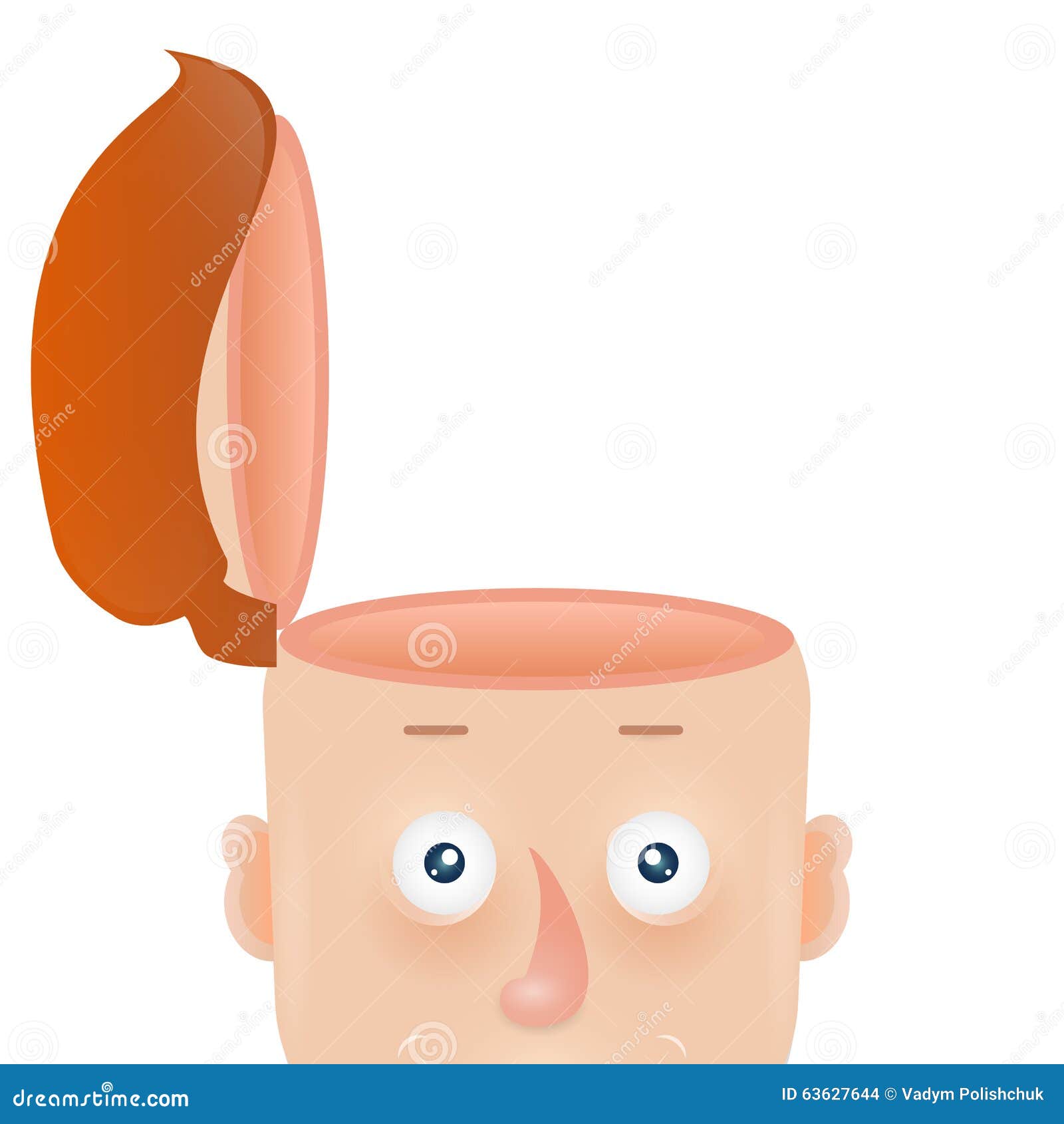 Funny Cartoon Head of Man with an Open Skull Stock Vector ...