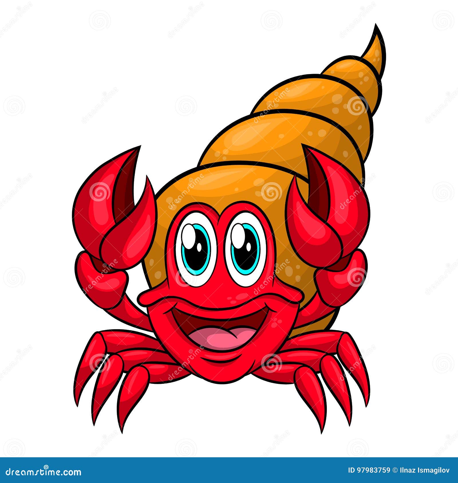 Funny cartoon hermit crab stock vector. Illustration of girl - 97983759 Funny cartoon hermit crab stock vector. Illustration of girl - 97983759