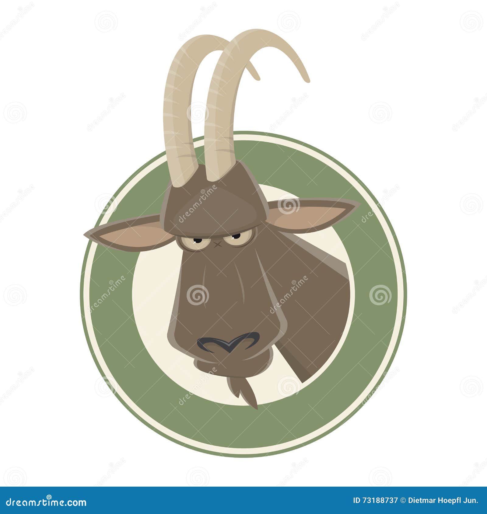 Funny cartoon ibex stock vector. Illustration of horns - 73188737