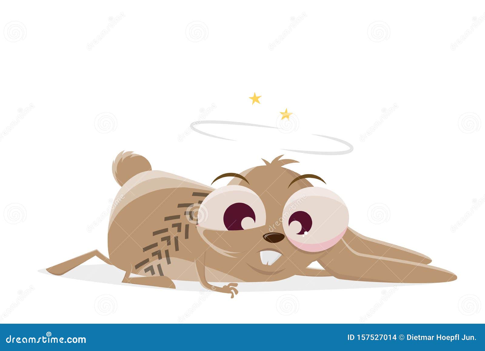 Funny Cartoon Illustration of a Crazy Rabbit Run Over by a Car Stock ...