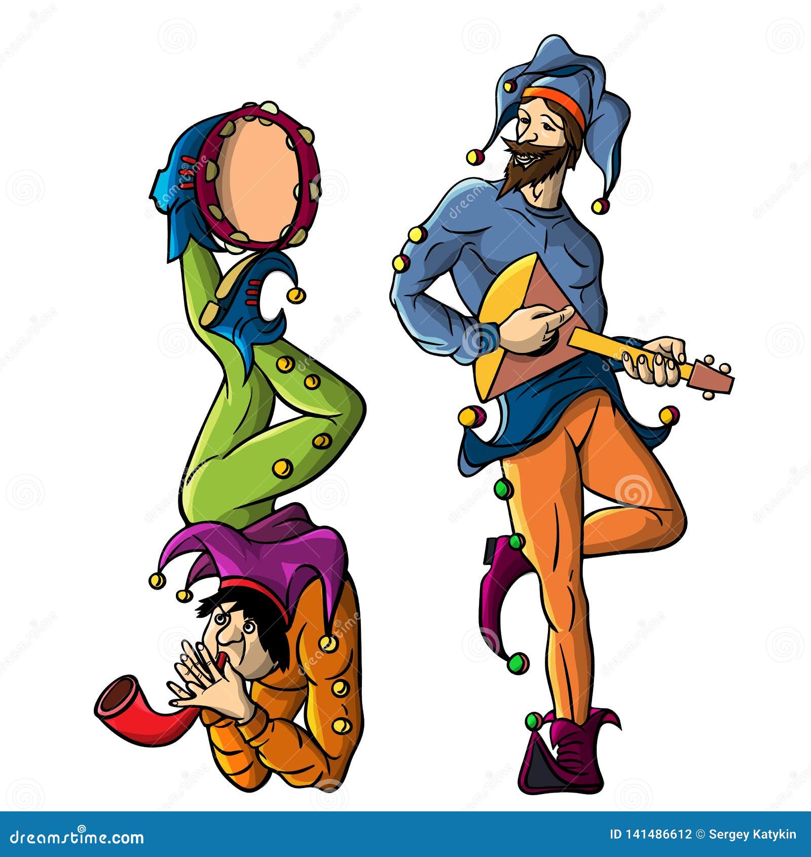 Funny Cartoon Jesters. Cheerful, Joyful Performance Stock Vector ...