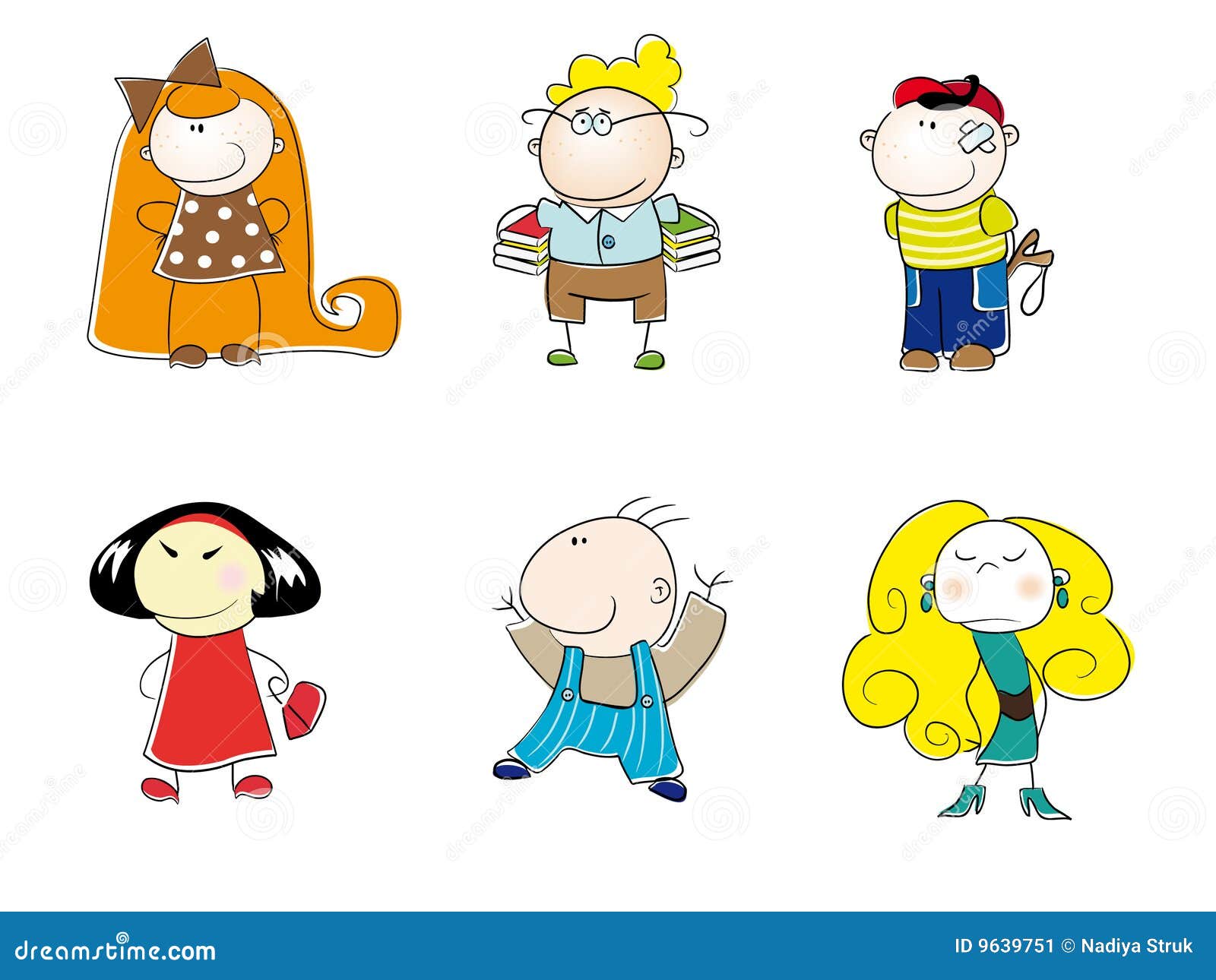 Funny cartoon kids stock illustration. Illustration of people - 9639751