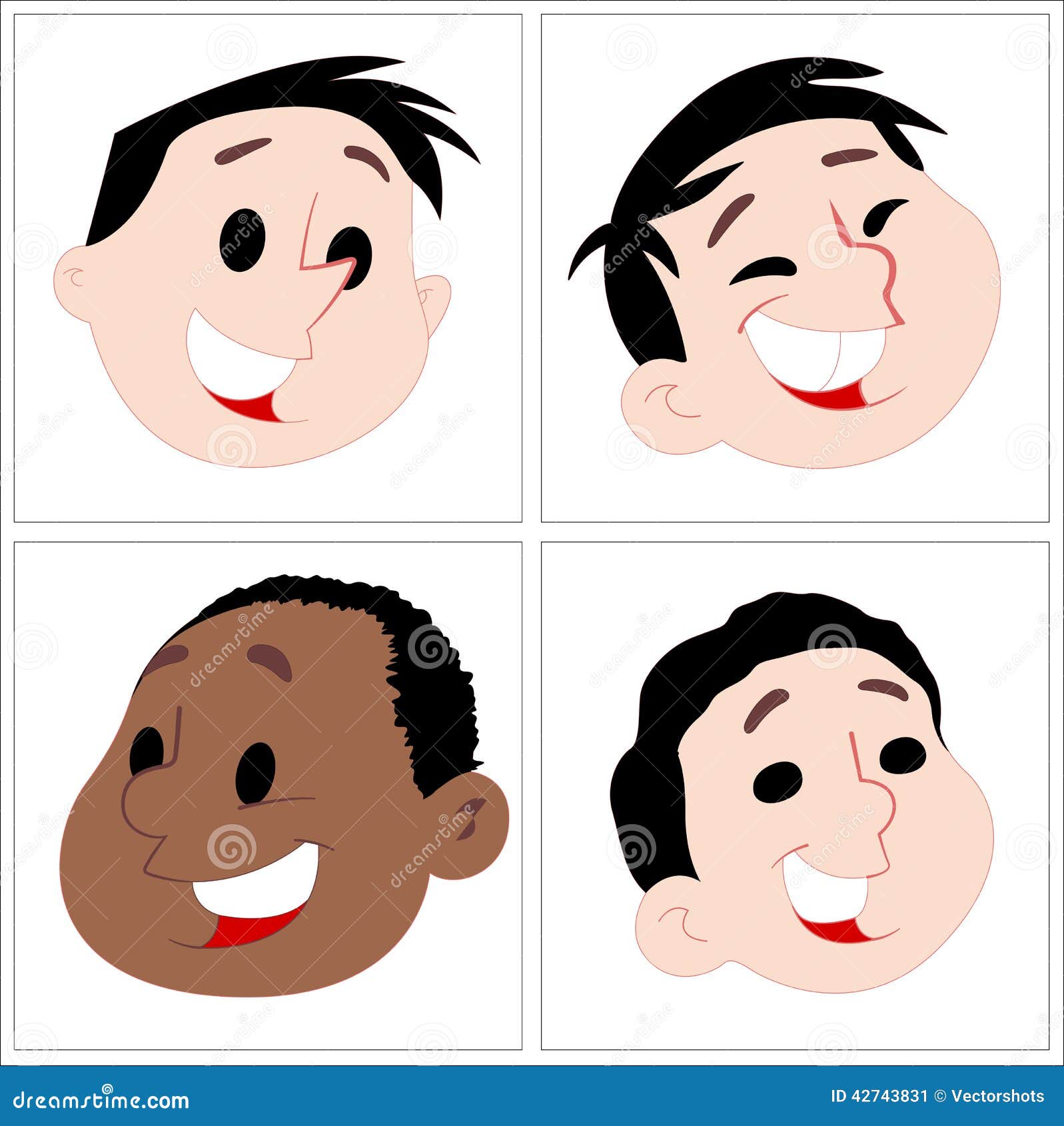 Funny Cartoon Kids Faces stock vector. Illustration of kids - 42743831