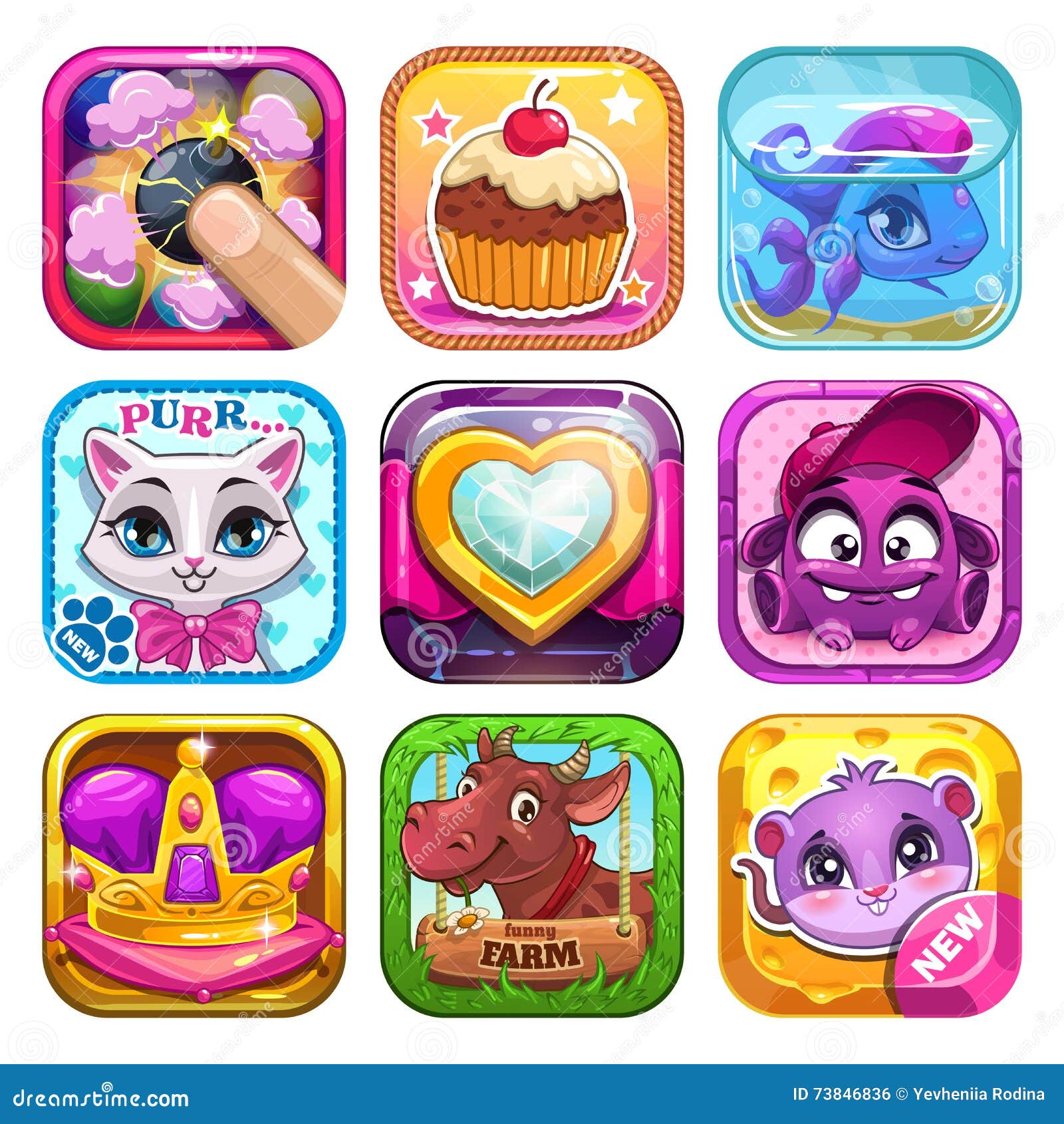 Funny Cartoon Kids Games Elements Stock Vector - Illustration of ...