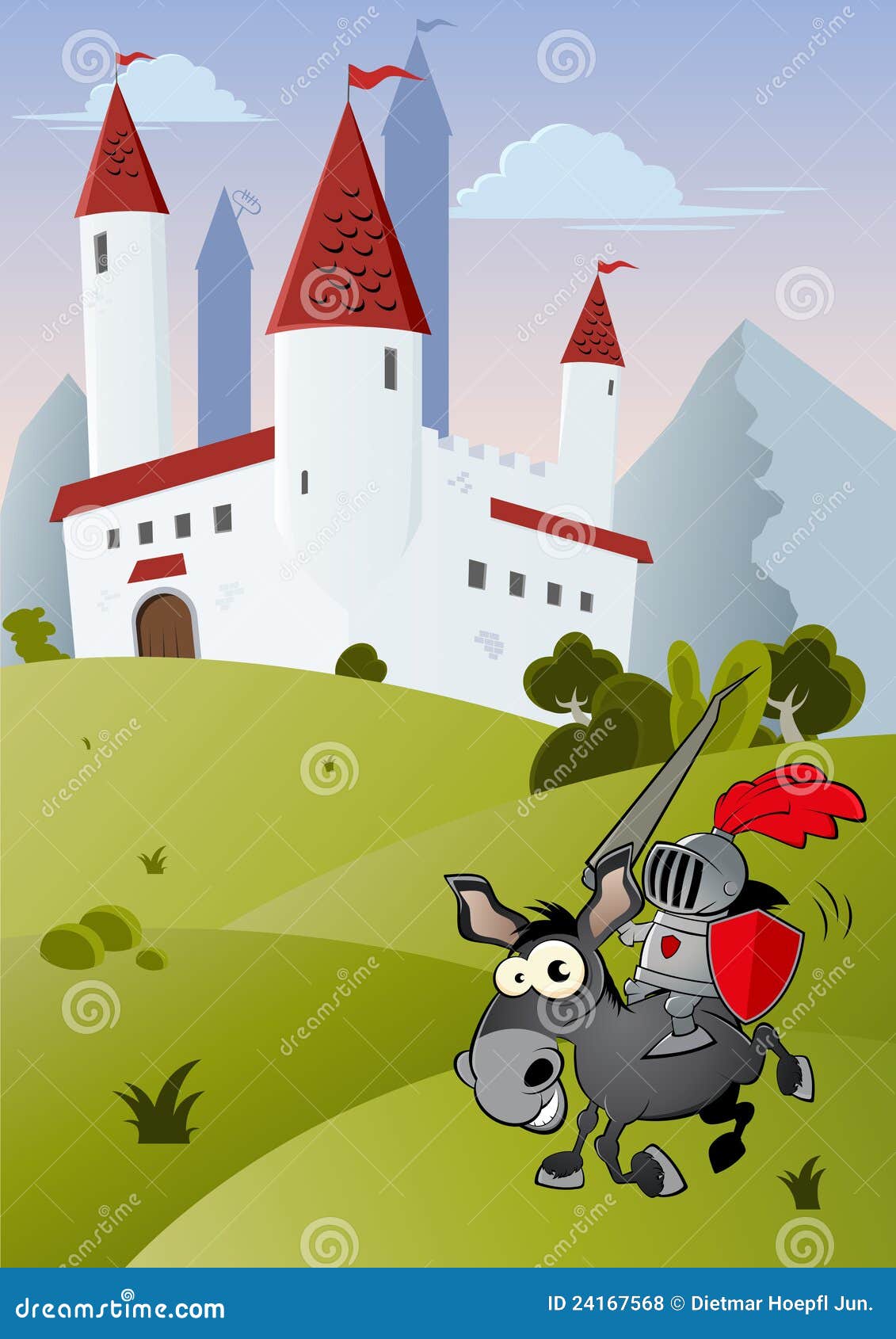 Cartoon Of A Knight Running From A Fierce Dragon | CartoonDealer.com ...