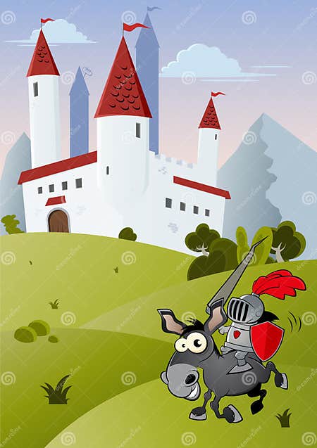 Funny cartoon knight stock vector. Illustration of mountain - 24167568