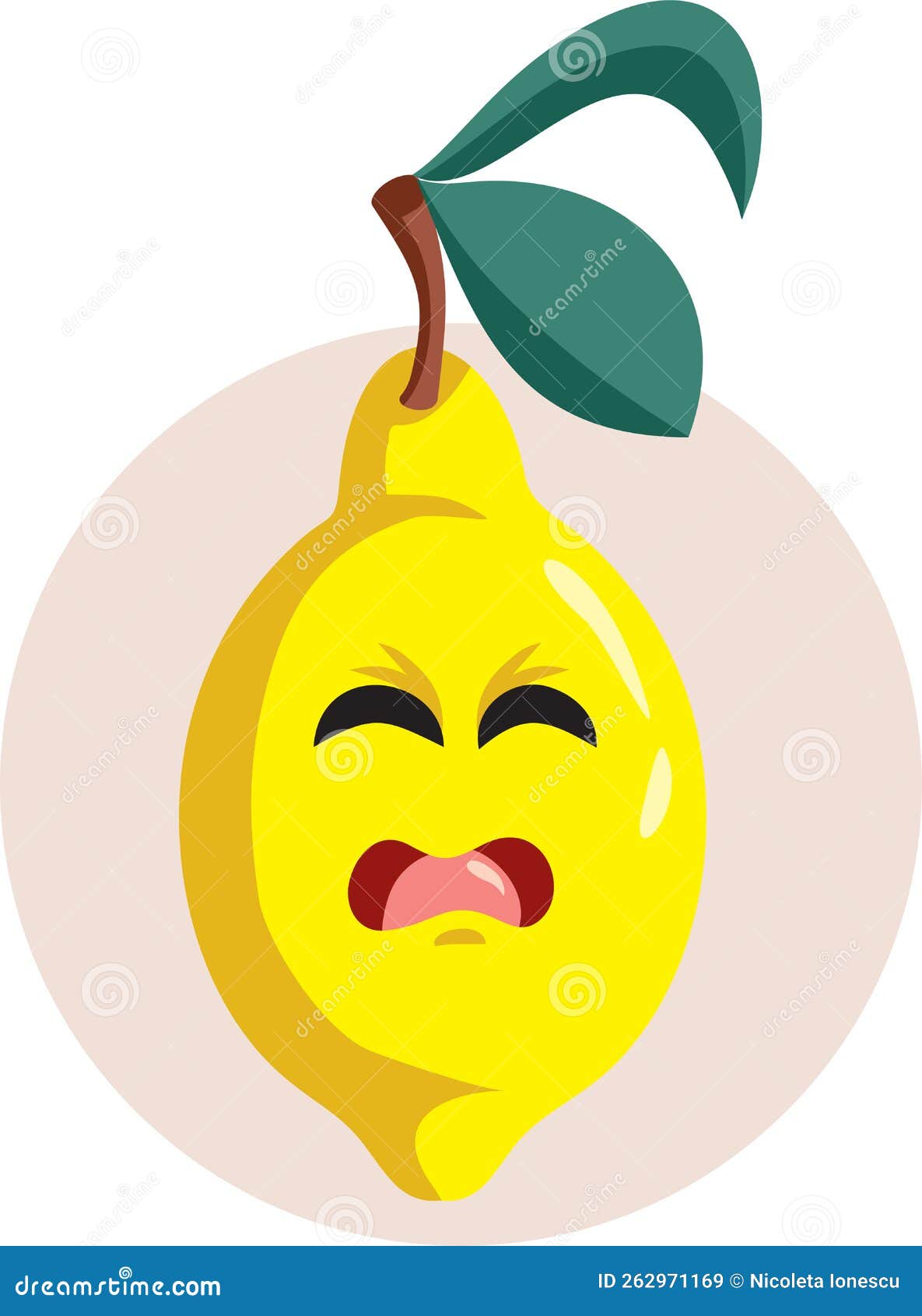 Funny Cartoon Lemon Character Making Sour Taste Face Expression Stock ...