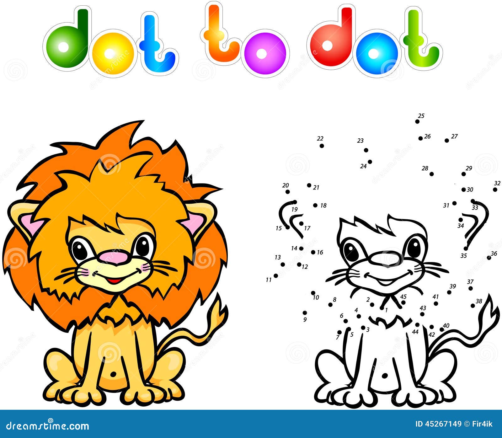 Funny Cartoon Lion Dot To Dot Stock Vector - Illustration of jungle ...
