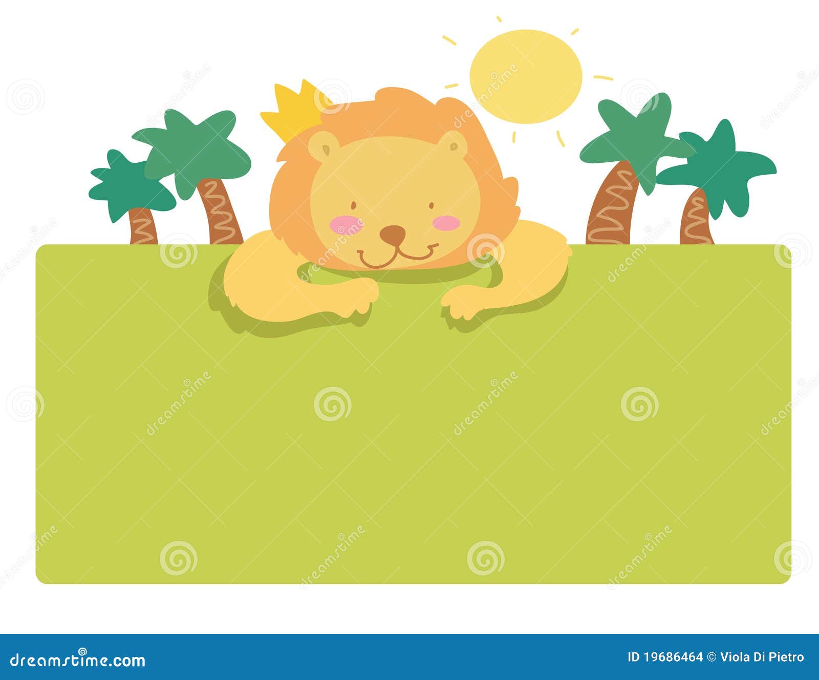 Kid And Lion Frame Cartoon Vector | CartoonDealer.com #17537401